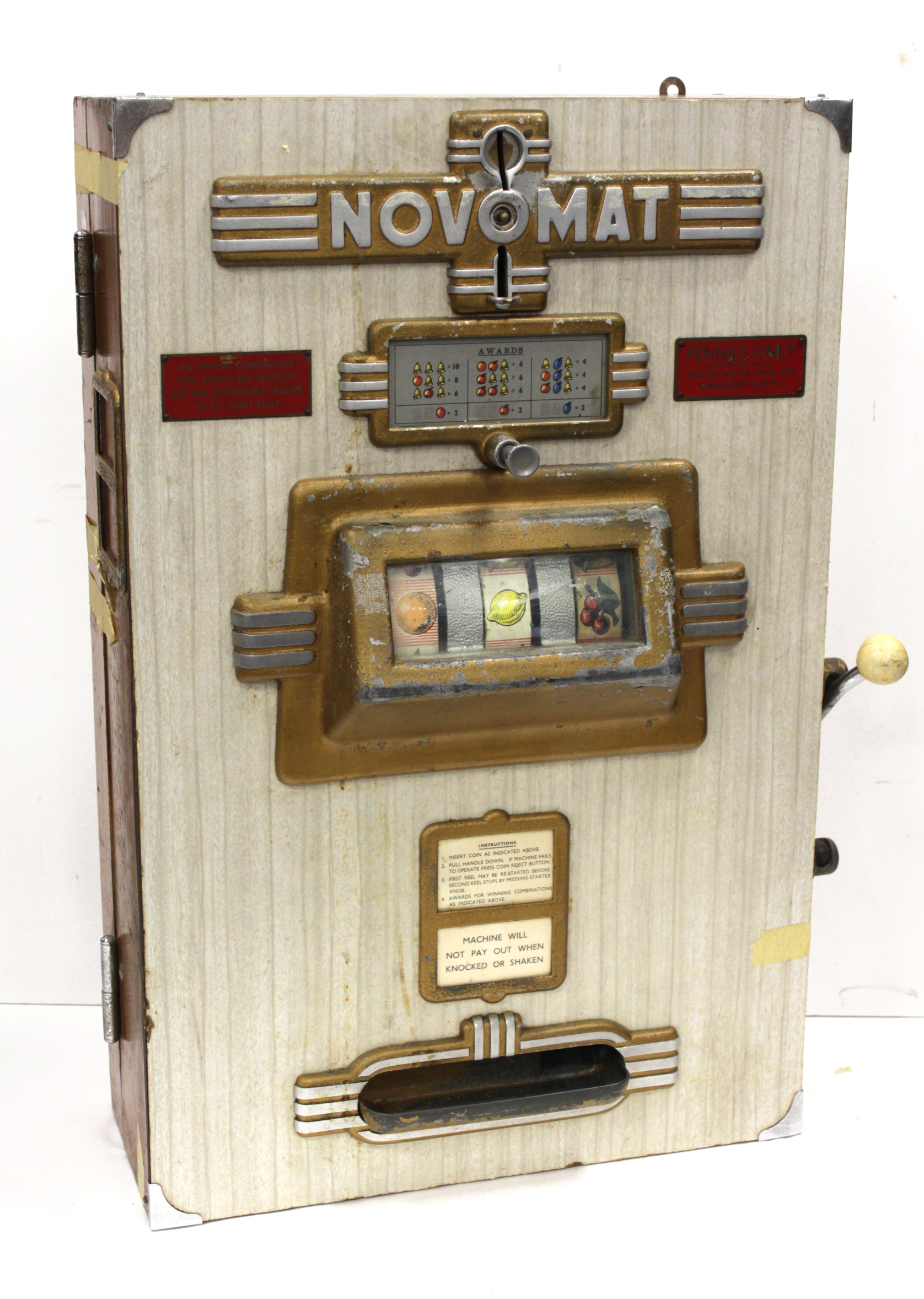 Novomat penny slot fruit machine, circa 1950s, height 72cm, width 46cm ...