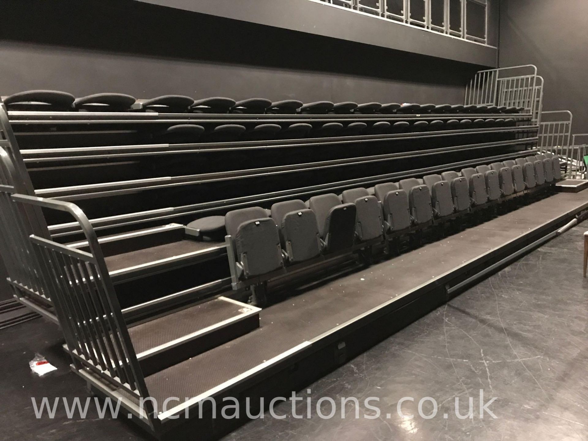 6 Tier Manual Pull Out Seating. 100 seats. Width: 11m, Height: 3m ...