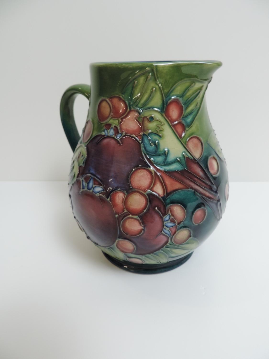 Moorcroft Jug Decorated in the Green Finches Design - 14.5cm High ...