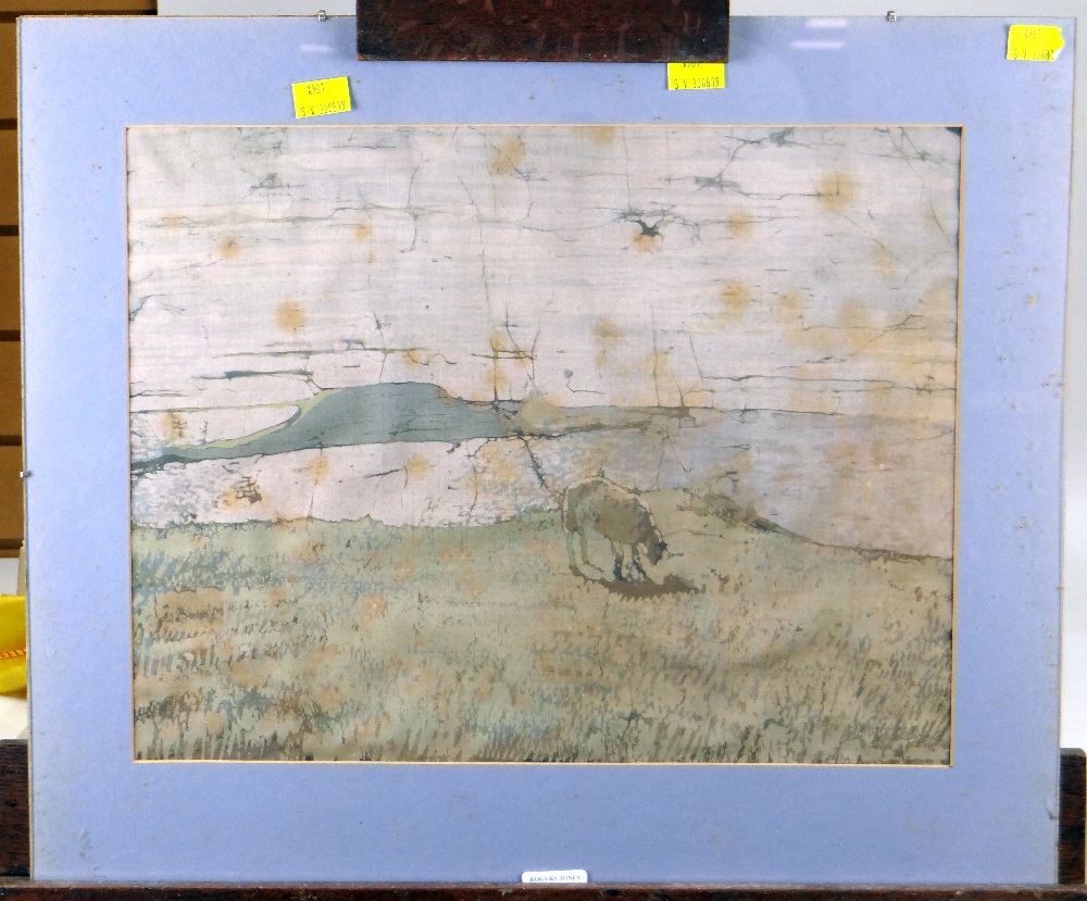 RHONA TOOZE batik - sheep in a landscape entitled 'One Fheep near Worms ...