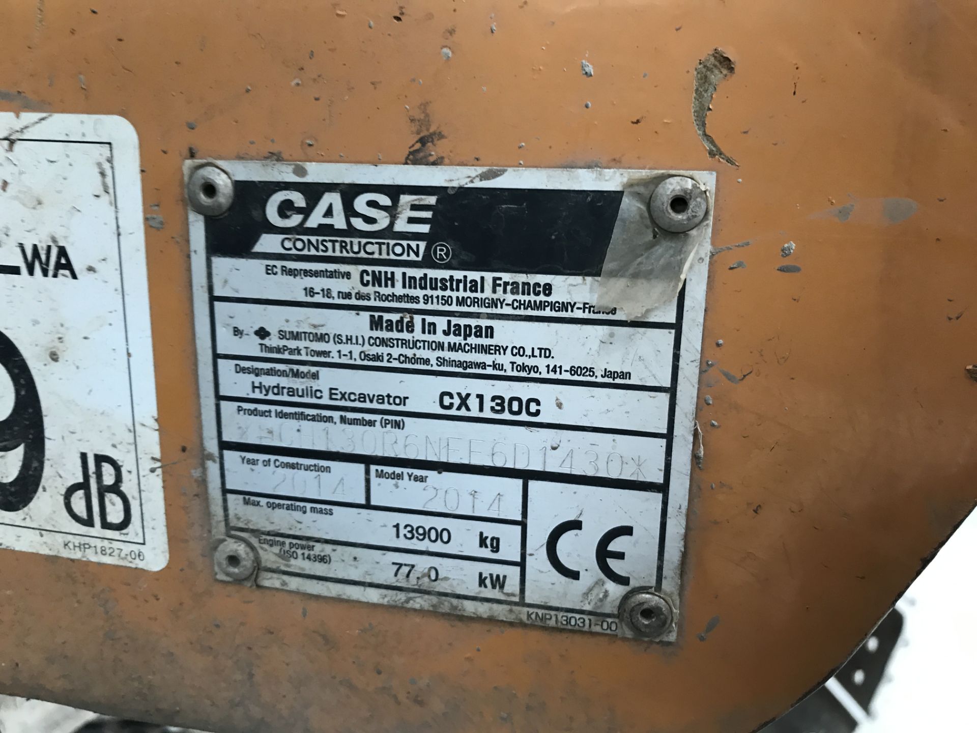 Case CX130C Tracked Excavator, identification no. CH130R6NEE6D1430 ...