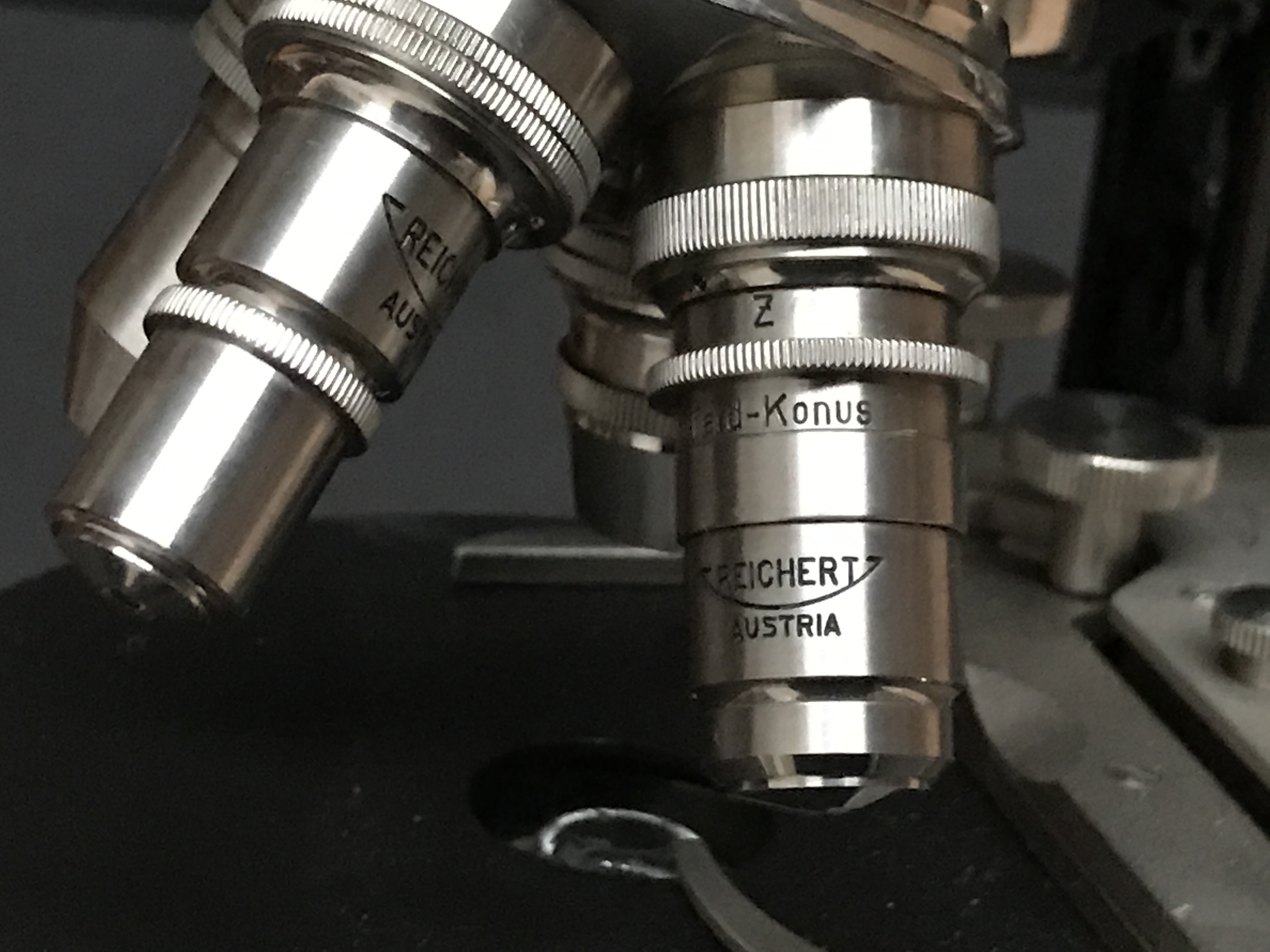 VINTAGE REICHERT MICROSCOPE MODEL XXXXXX FROM THE ESTATE OF THE LATE ...