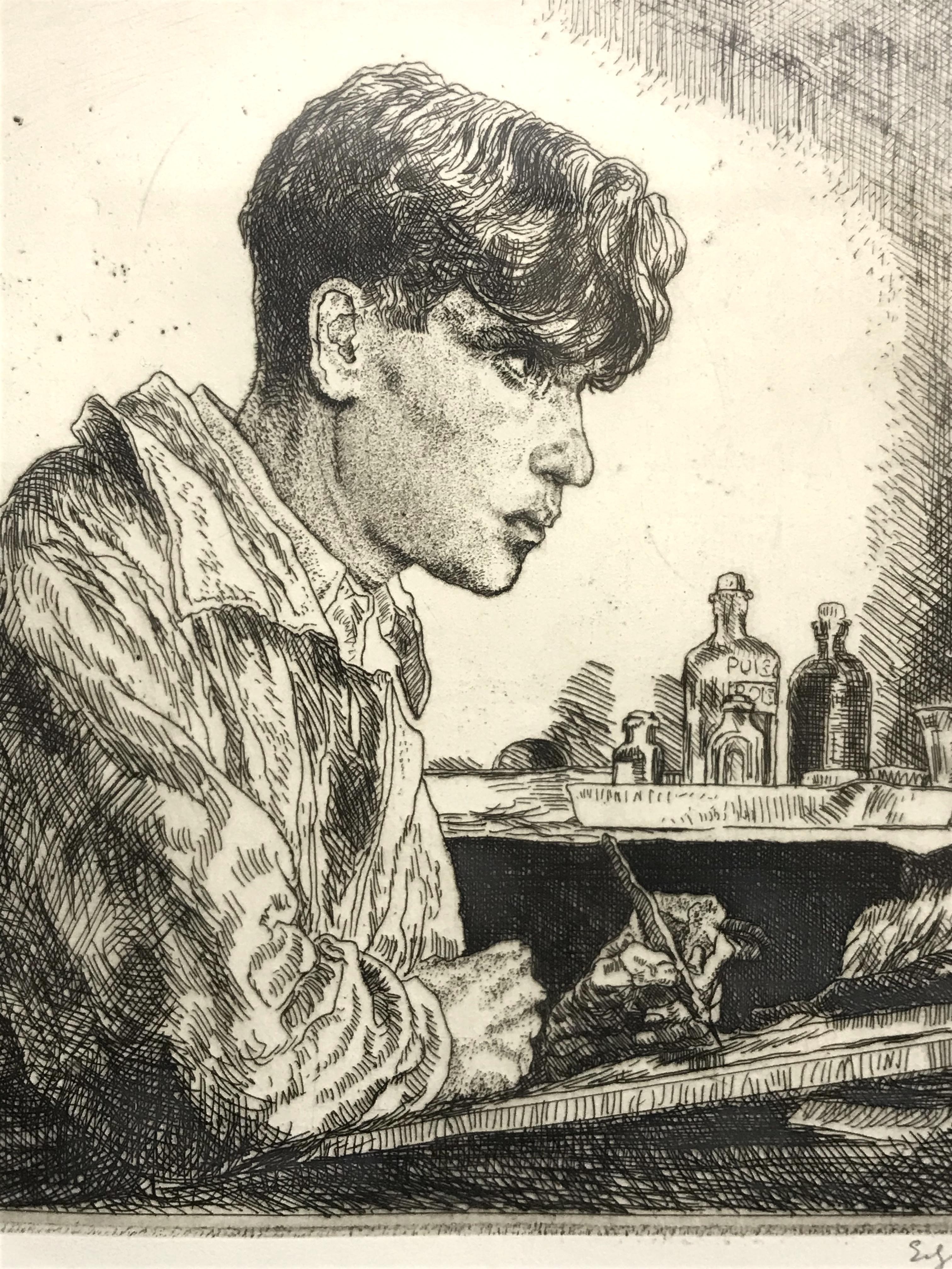 EDGAR HOLLOWAY SIGNED ETCHING