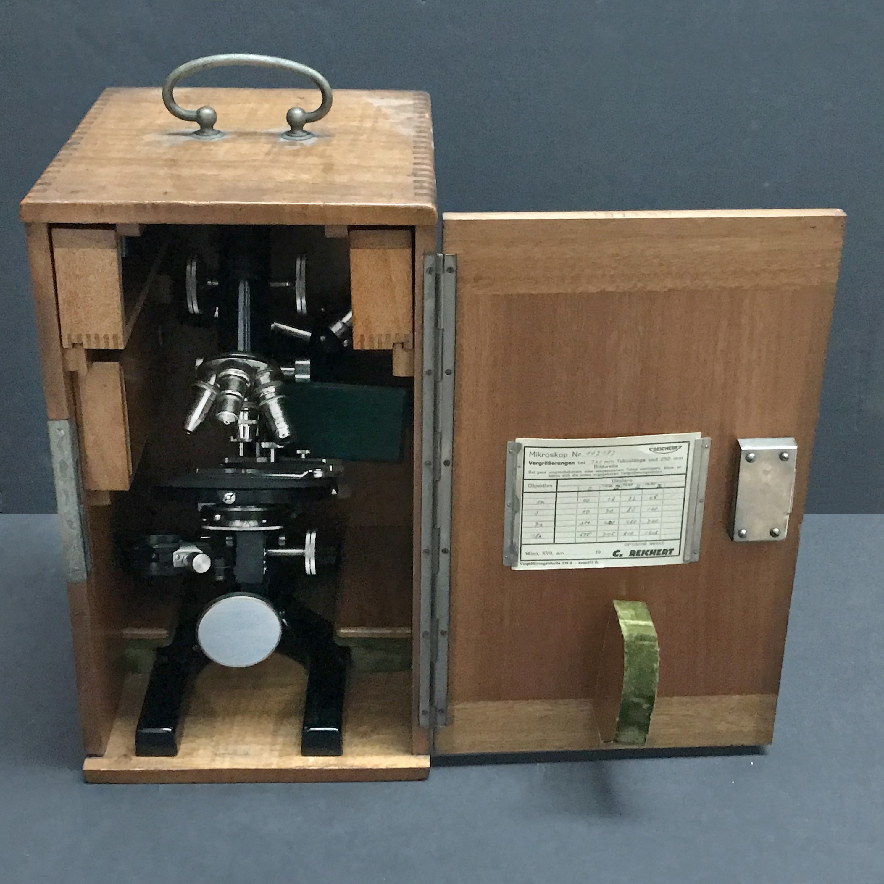 VINTAGE REICHERT MICROSCOPE MODEL XXXXXX FROM THE ESTATE OF THE LATE ...