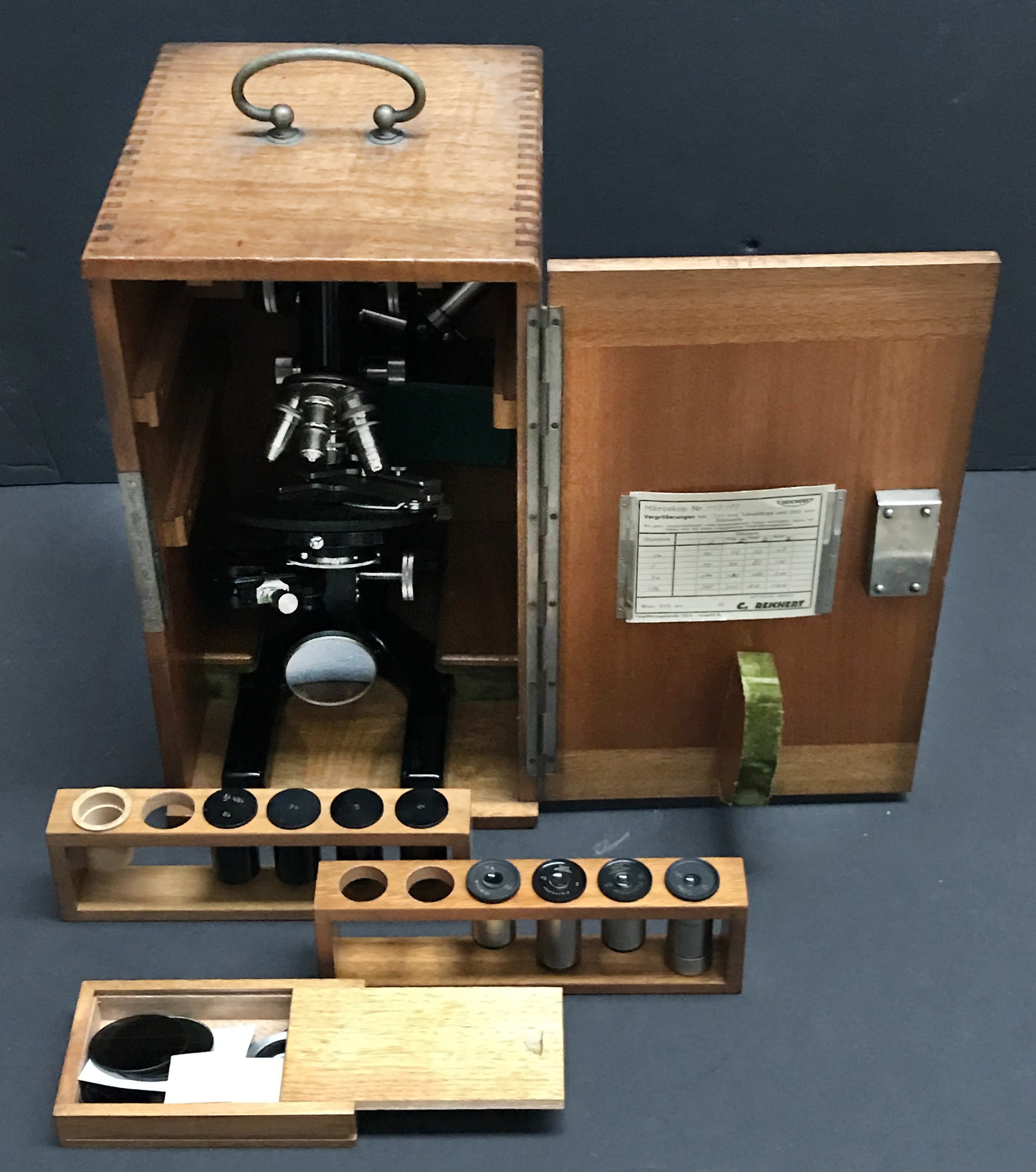 VINTAGE REICHERT MICROSCOPE MODEL XXXXXX FROM THE ESTATE OF THE LATE ...