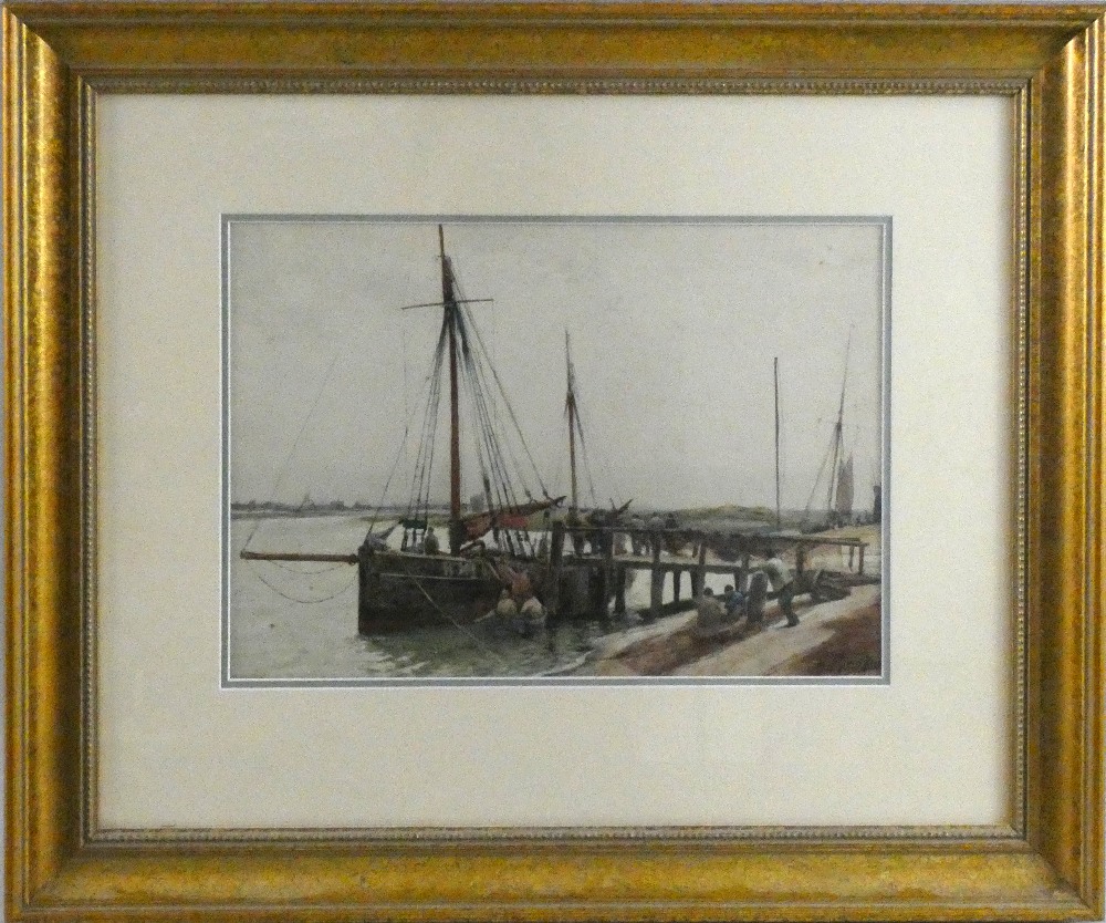 Hely Augustus Morton Smith, (1862-1941), fishing boat at the quay ...