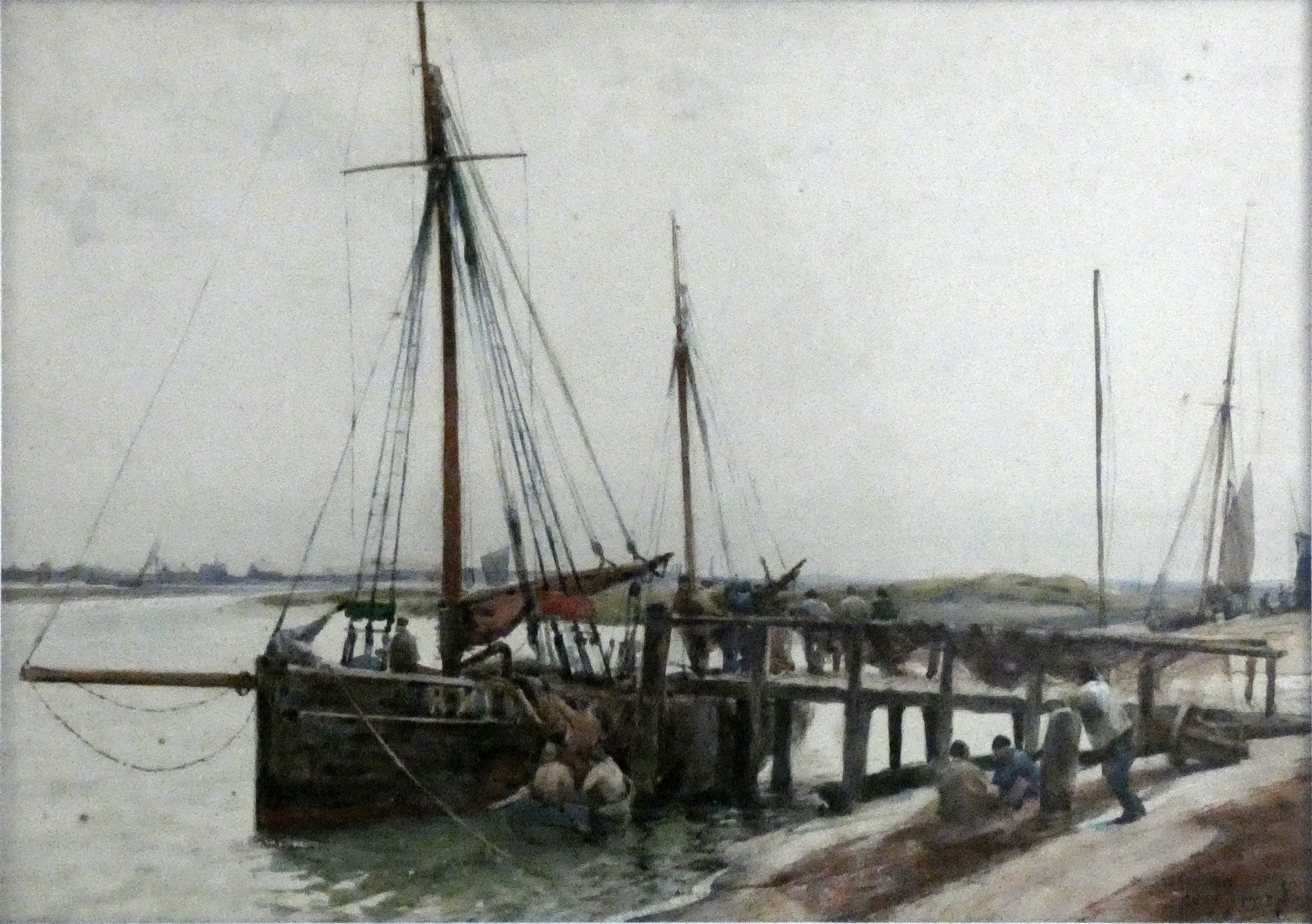 Hely Augustus Morton Smith, (1862-1941), fishing boat at the quay ...