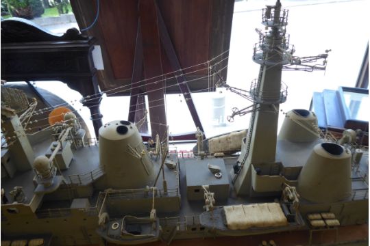 A Royal Navy model Destroyer, HMS Bristol with an electric motor and ...