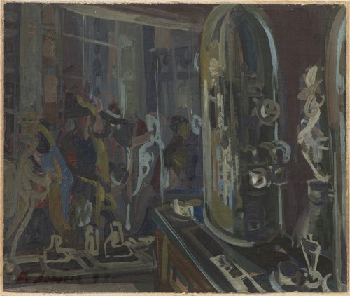 KAREL SOUČEK 1915 - 1982: IN THE PASSAGEWAY 1947 Oil on paperboard 23,5 ...