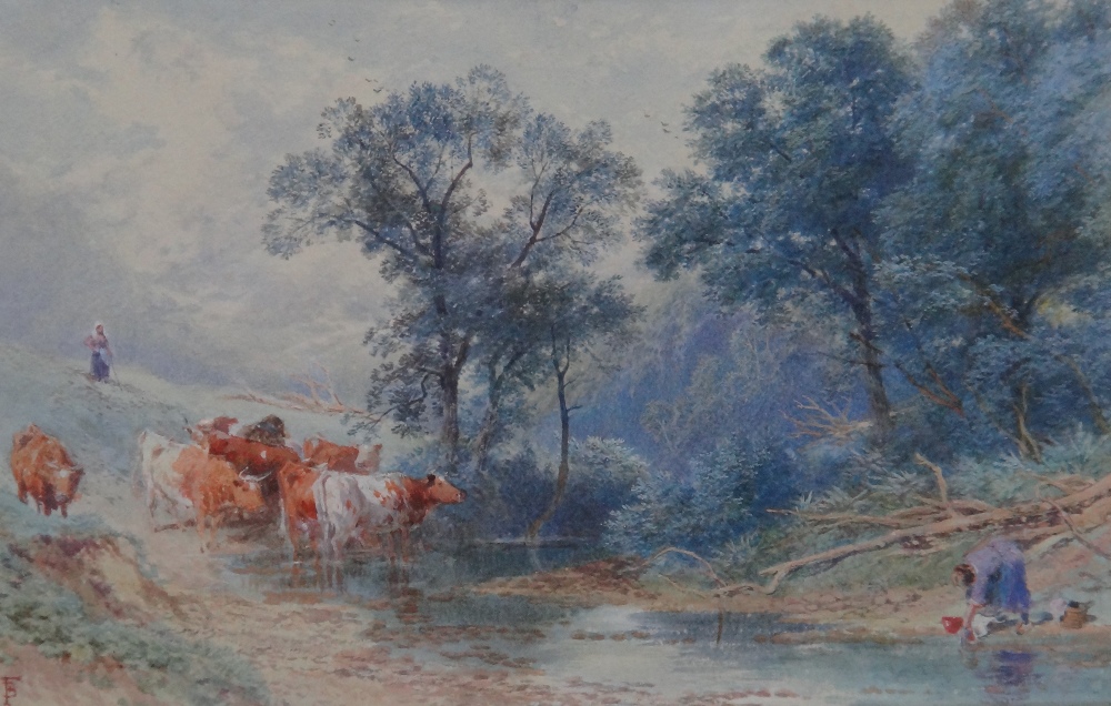 Myles Birket Foster (1825-1899), At the stream, watercolour, signed ...