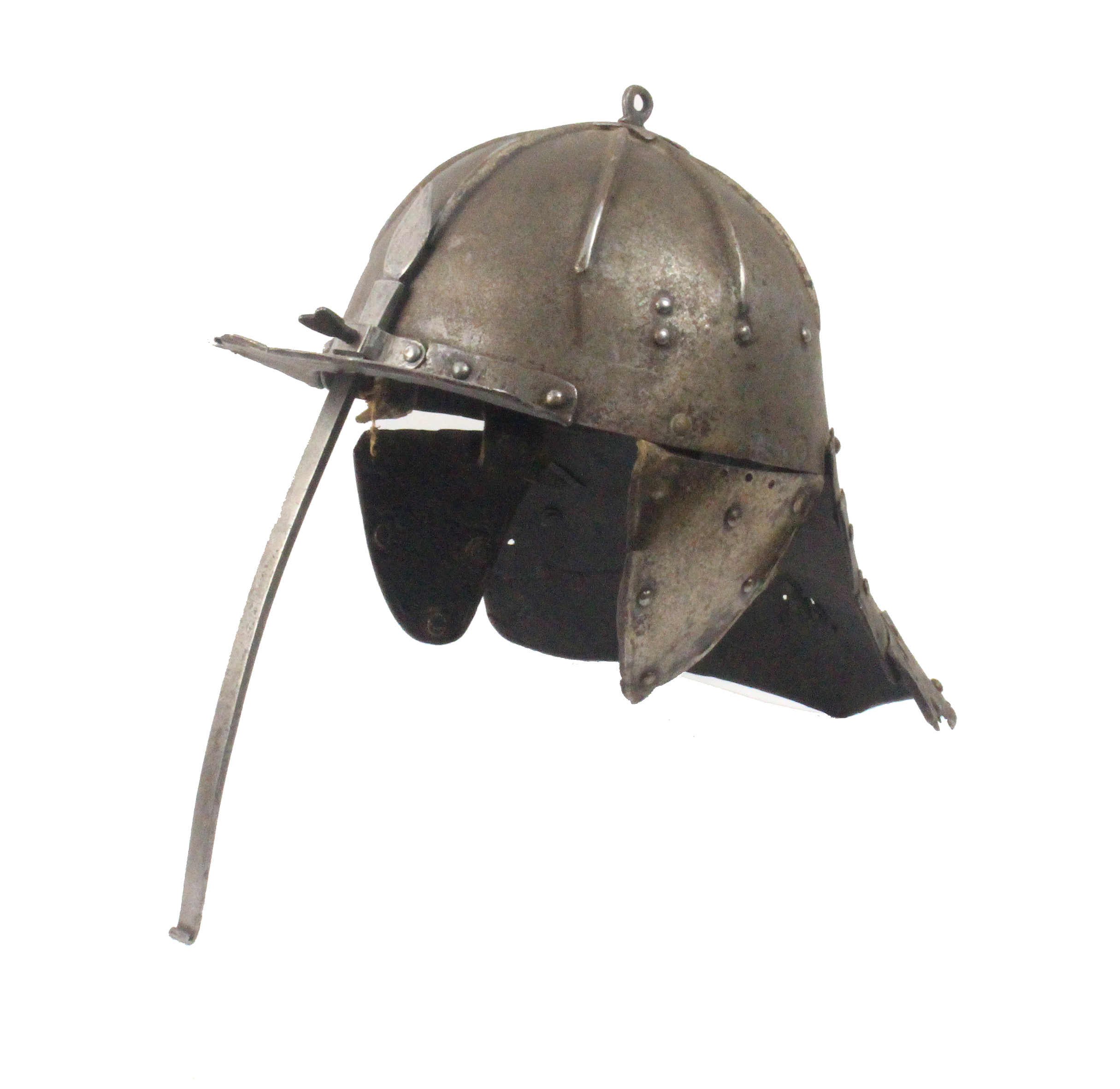 A Zischagge or lobster tailed helmet, probably 17th Century, the skull ...