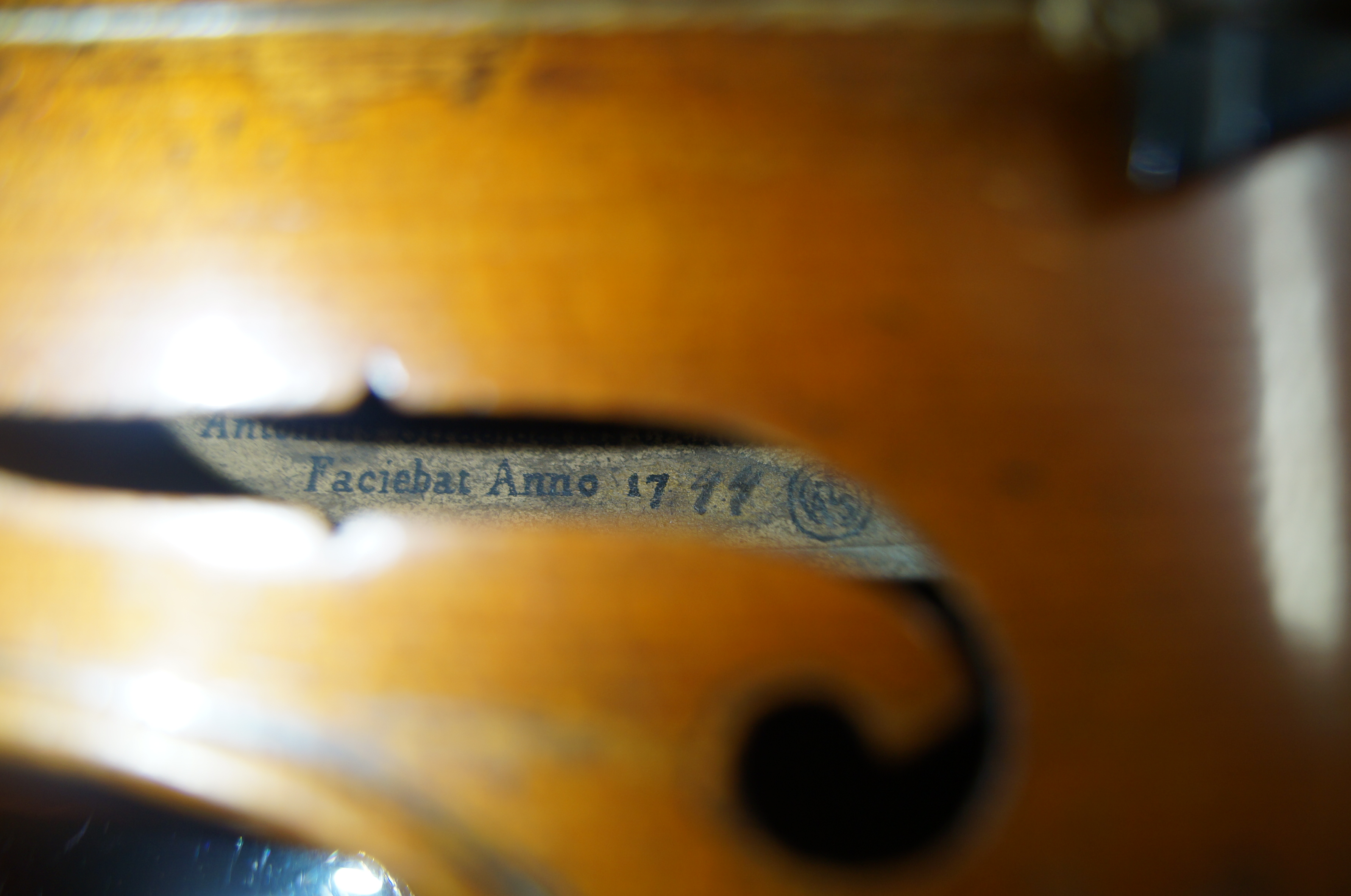Early two piece back violin, Label inside states Antonius Stradivarius ...