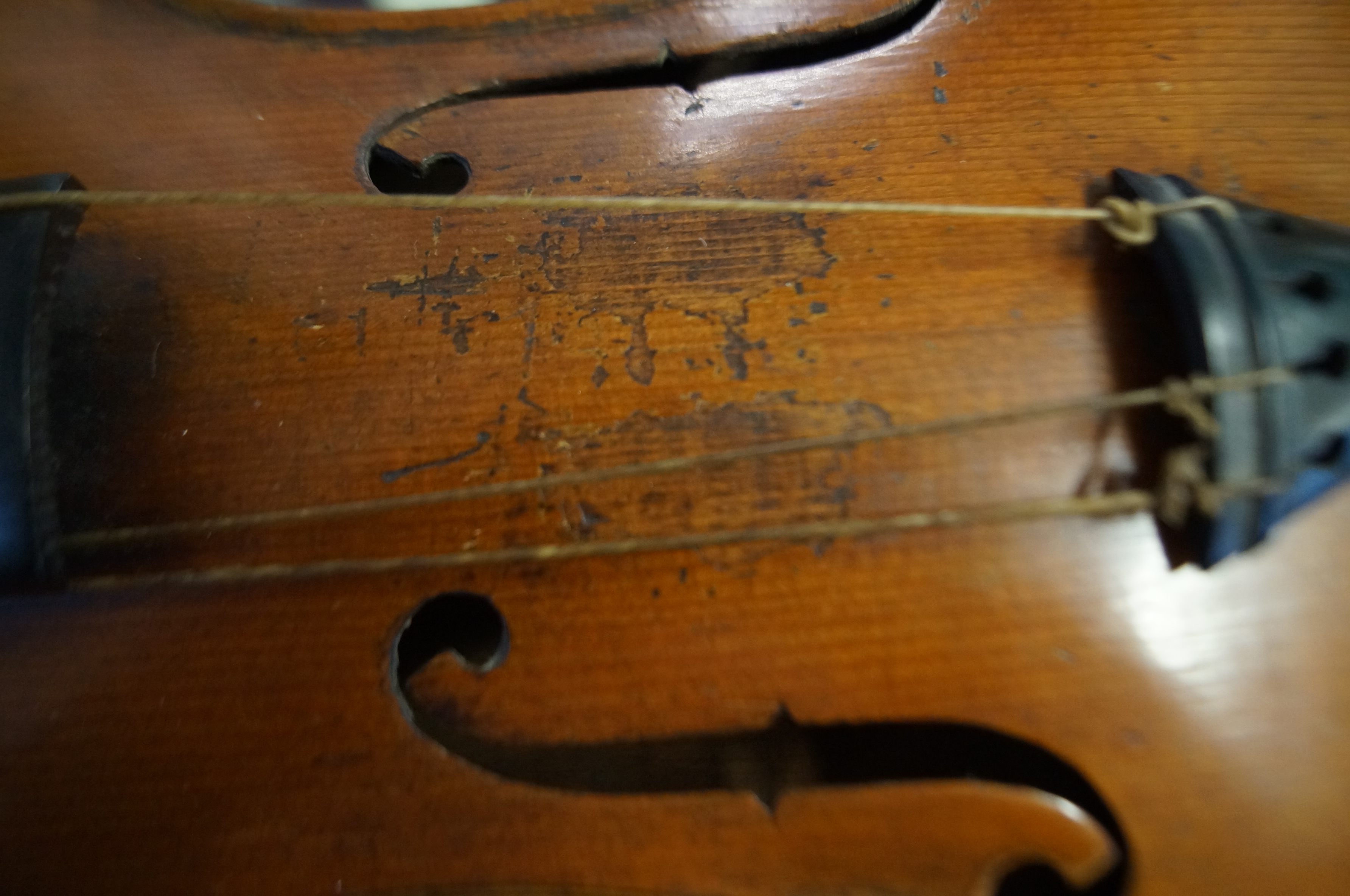 Early two piece back violin, Label inside states Antonius Stradivarius ...