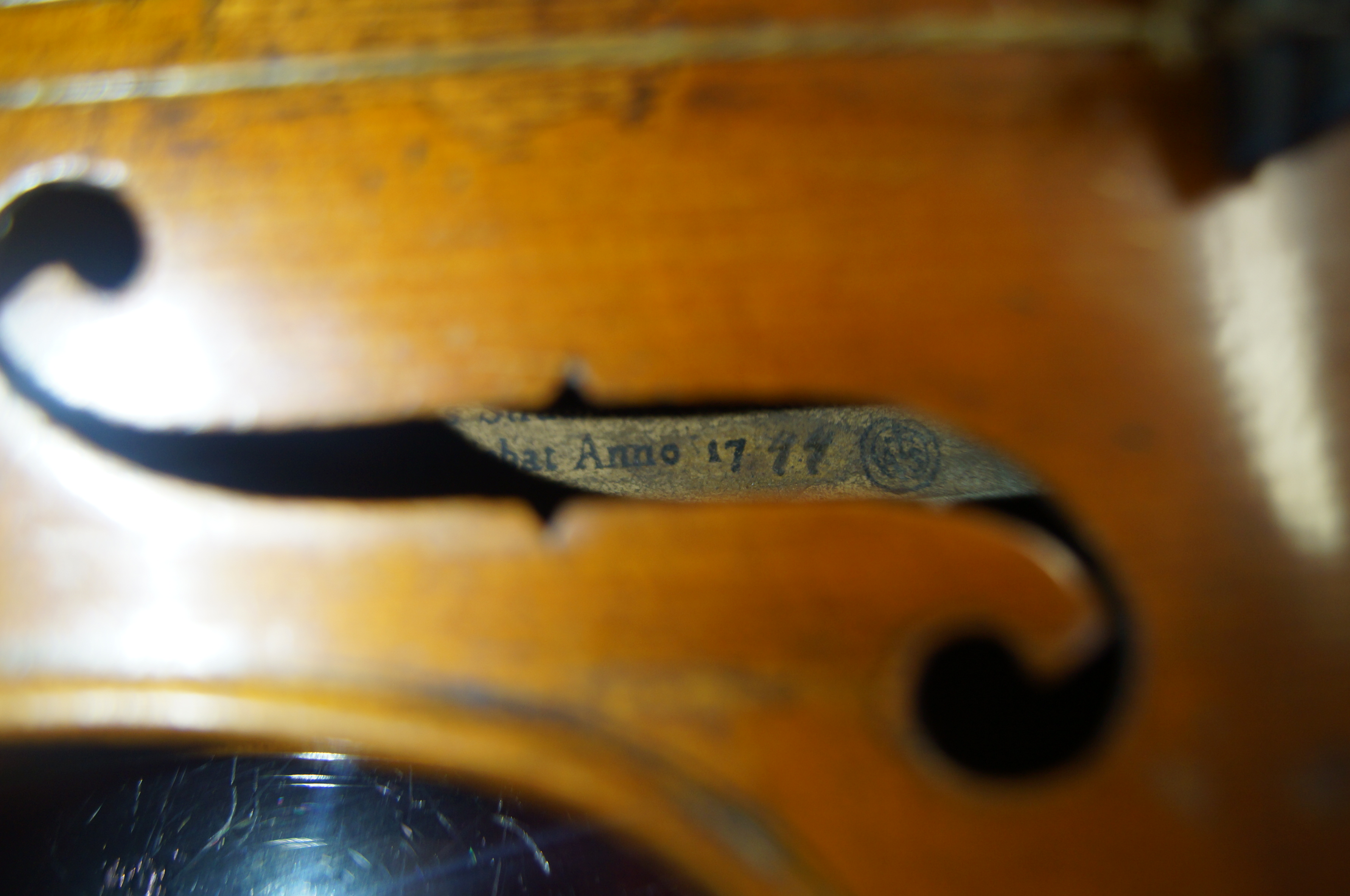 Early two piece back violin, Label inside states Antonius Stradivarius ...
