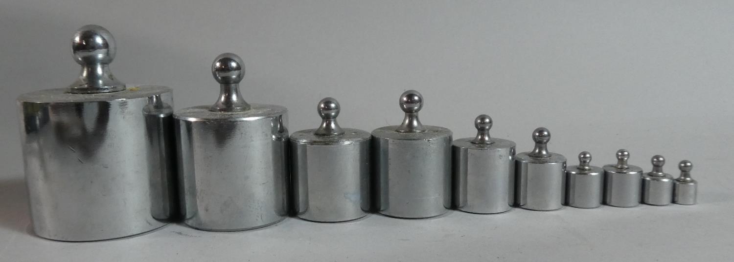 A Graduated Set of Ten Continental Chromed Scale Weights Set in ...