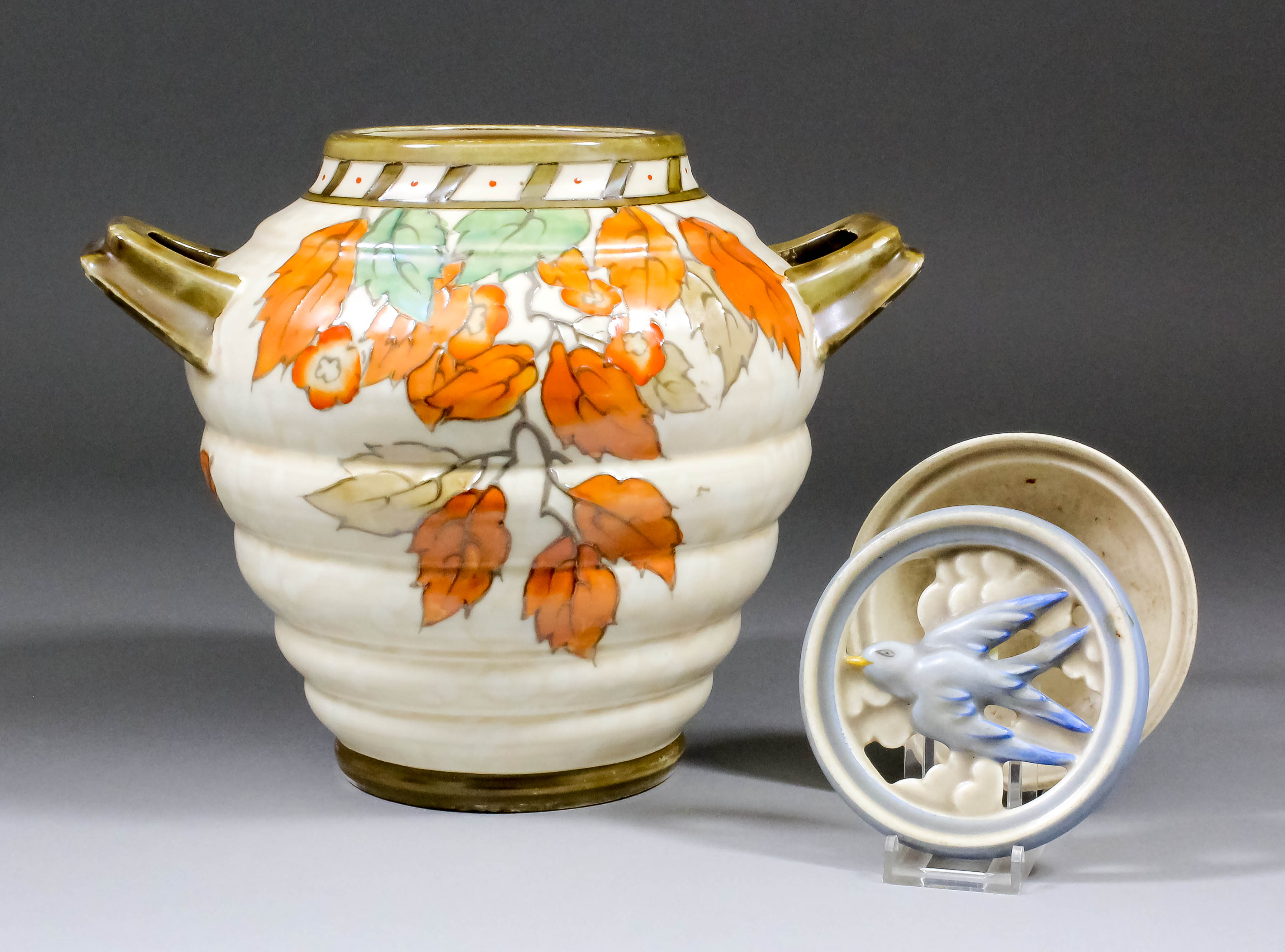 A Crown Ducal pottery two-handled vase decorated by Charlotte Rhead ...