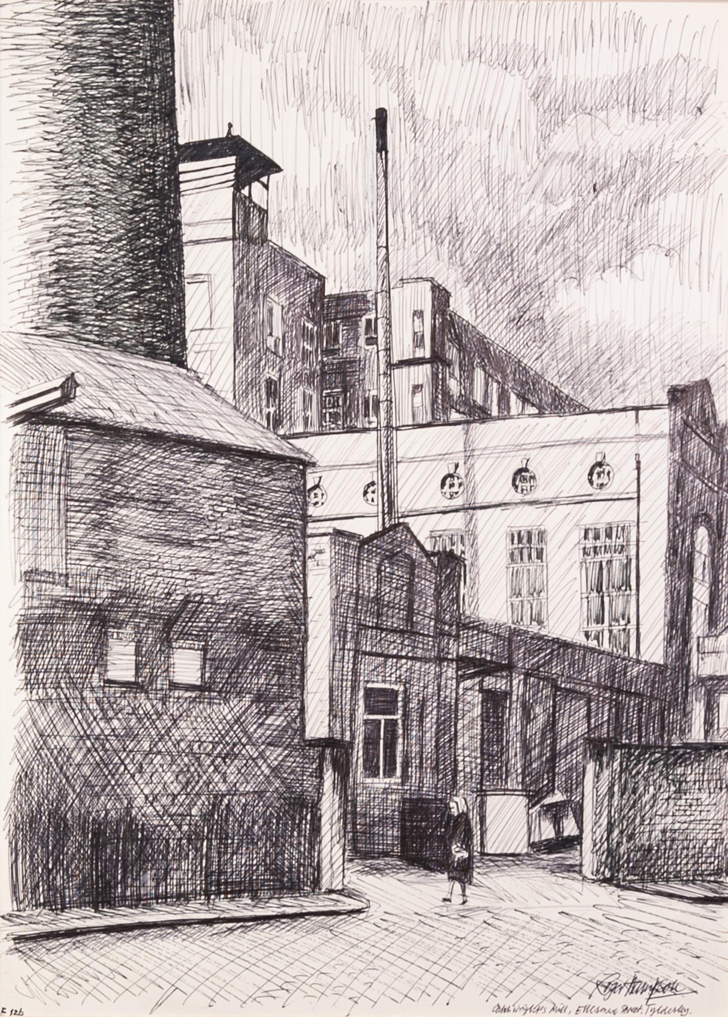 ROGER HAMPSON (1925 - 1996)INK DRAWING'Caleb Wright's Mill, Ellesmere ...