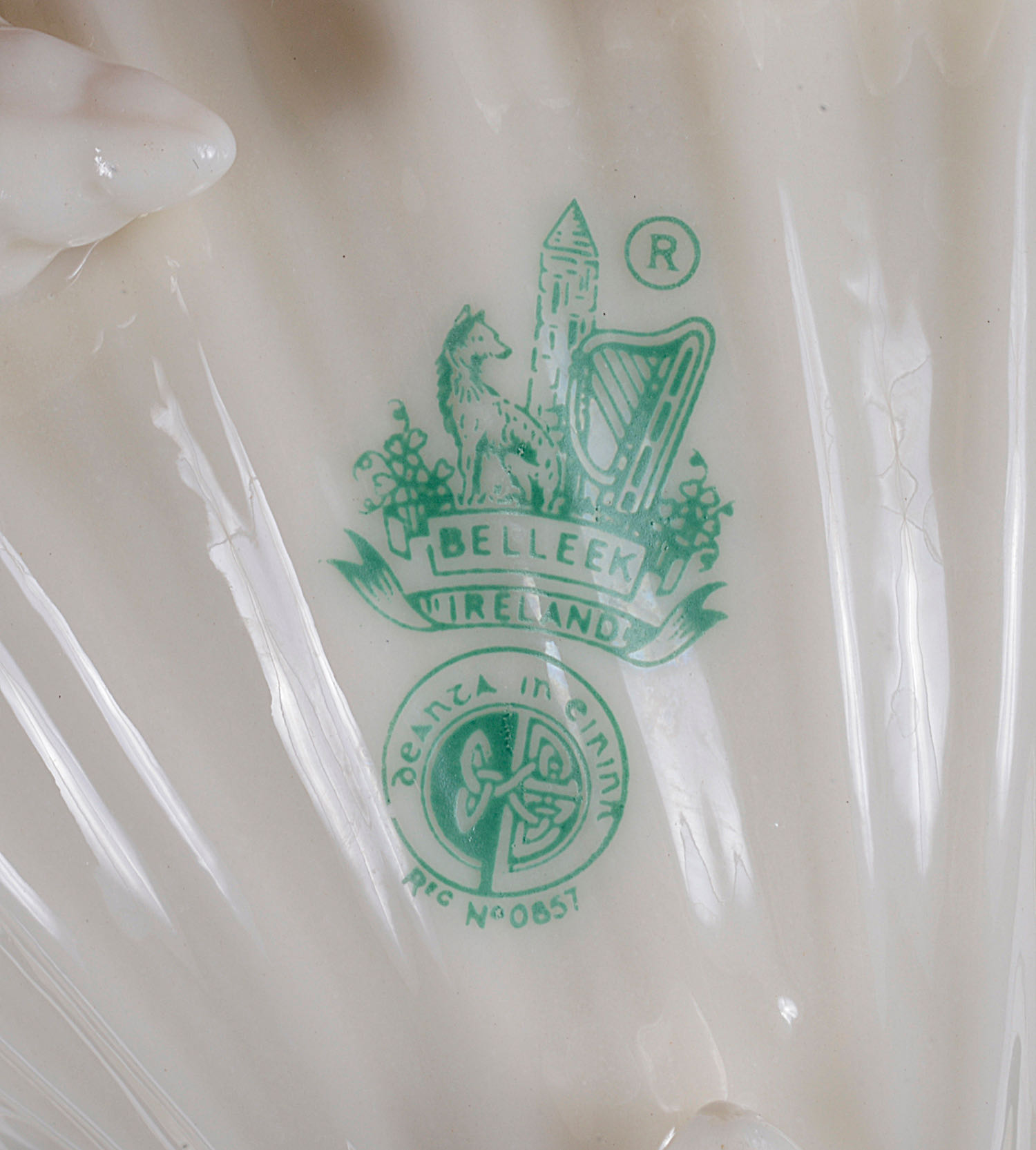 A set of six Belleek porcelain 'Neptune' pattern tea cups and saucers ...