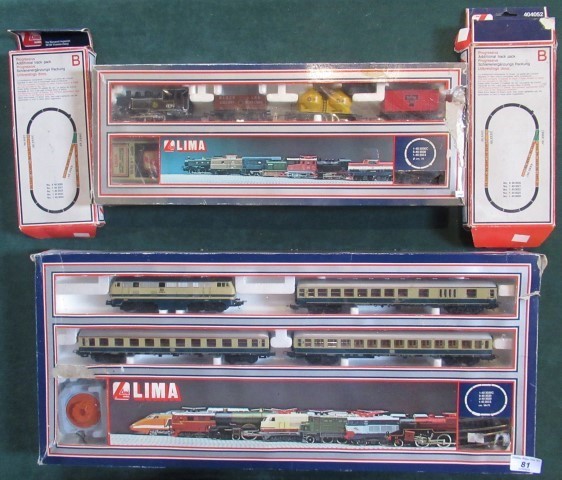 A quantity of Lima model trains and track.