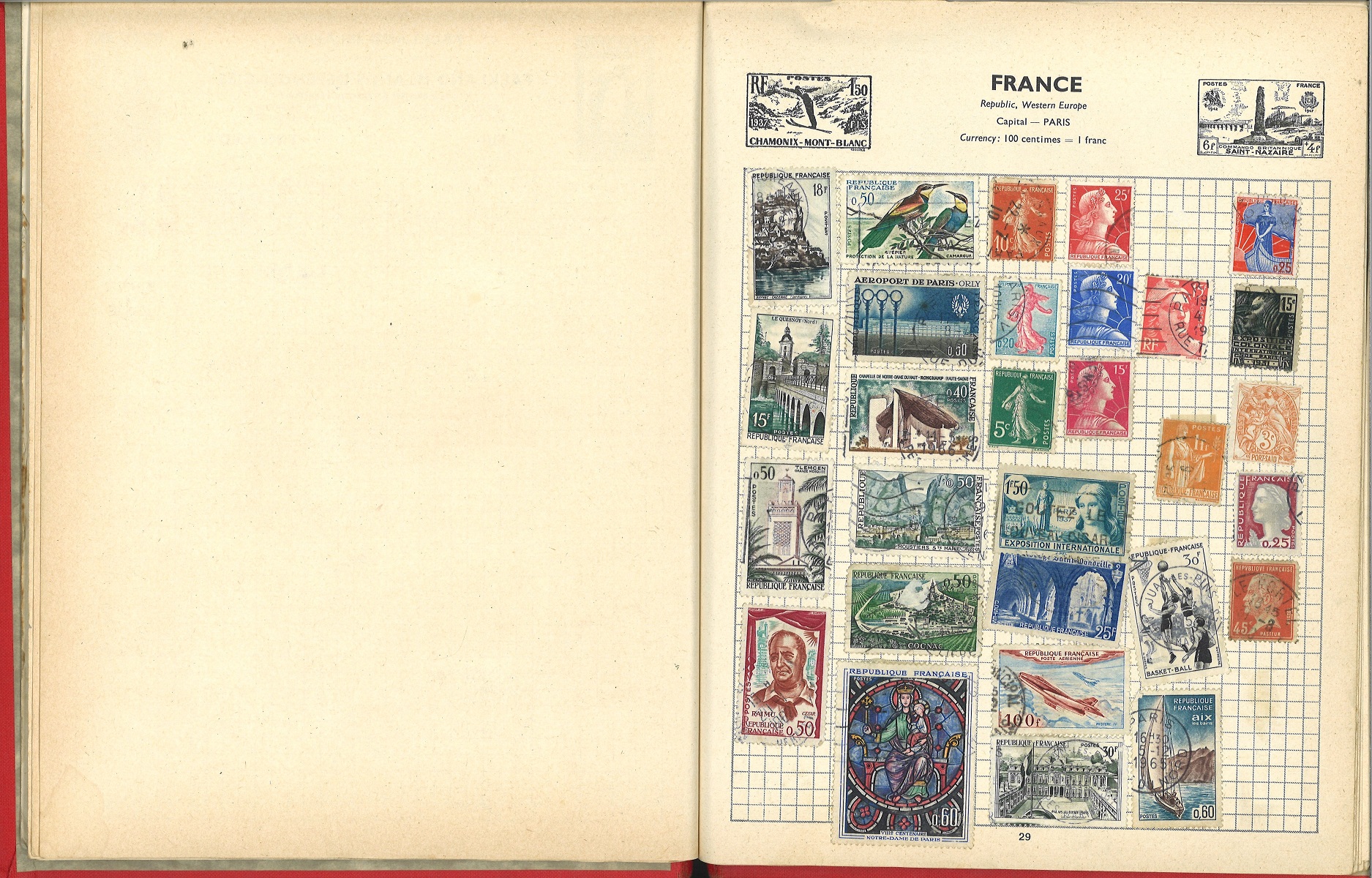 European stamp collection in red Swiftsure expanding stamp album ...