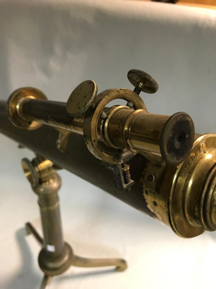 A French lacquered brass 9cm refracting telescope, signed Secretan a ...
