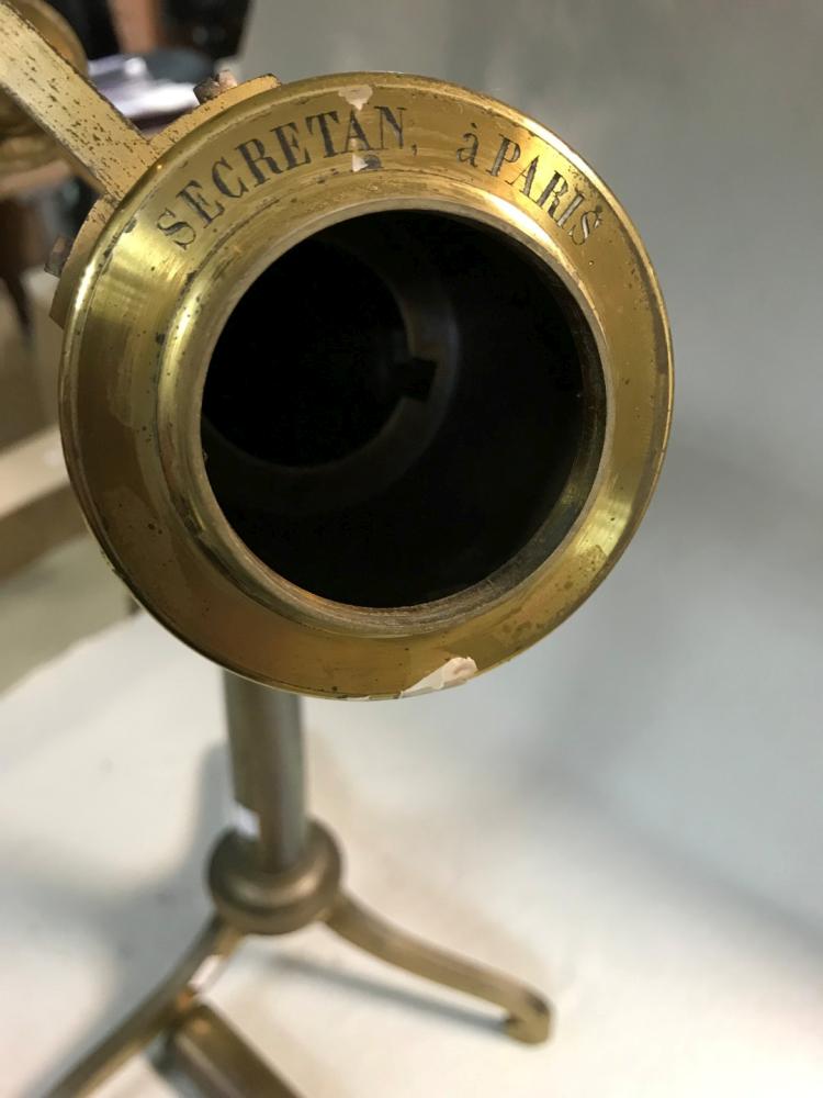 A French lacquered brass 9cm refracting telescope, signed Secretan a ...