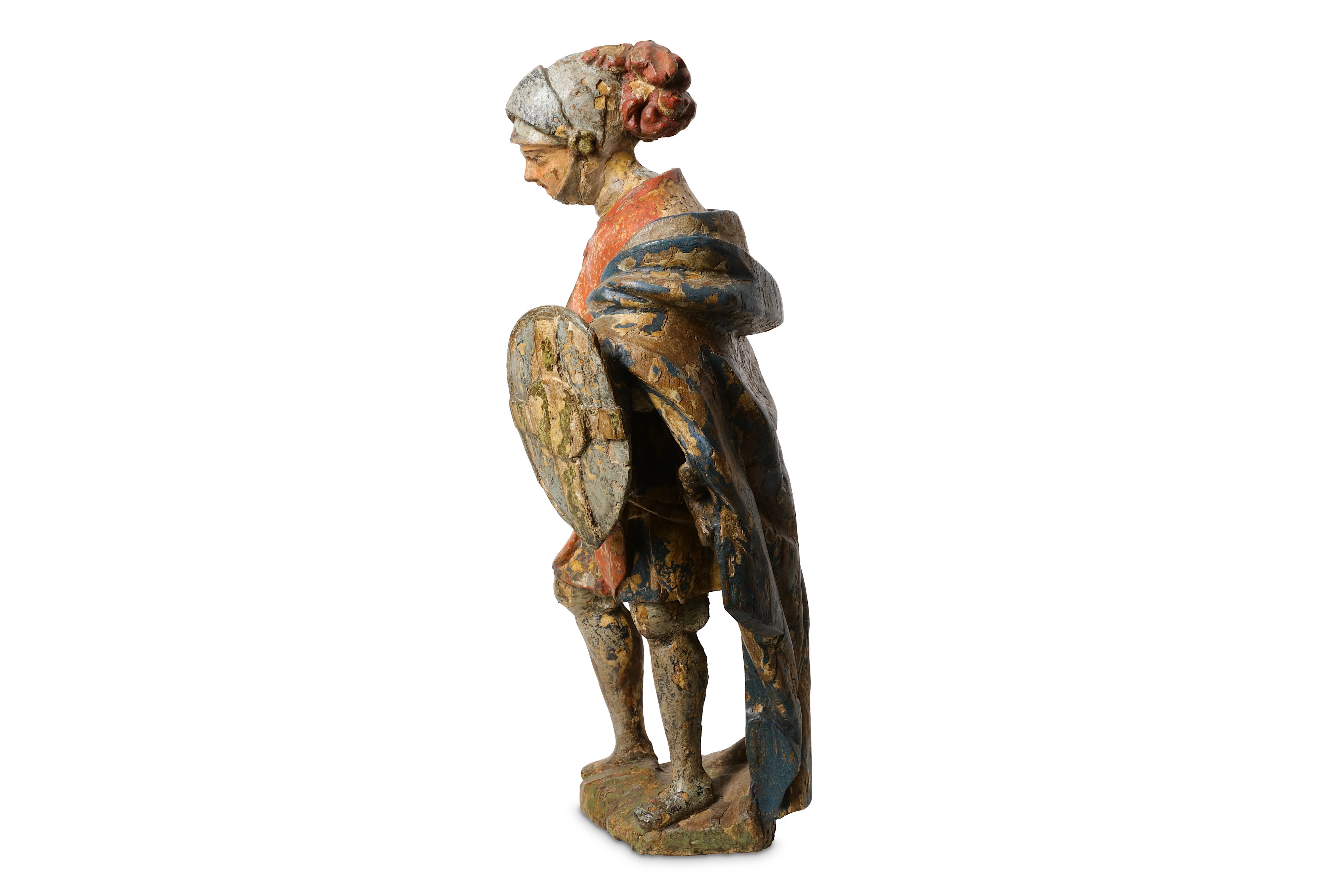 AN EARLY 16TH CENTURY FLEMISH POLYCHROME DECORATED AND CARVED OAK ...