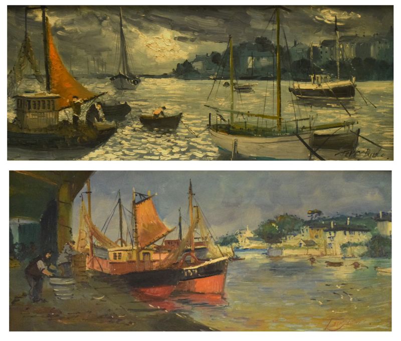 Terry Burke (20th Century) - Oil on board - Pair of coastal scenes ...