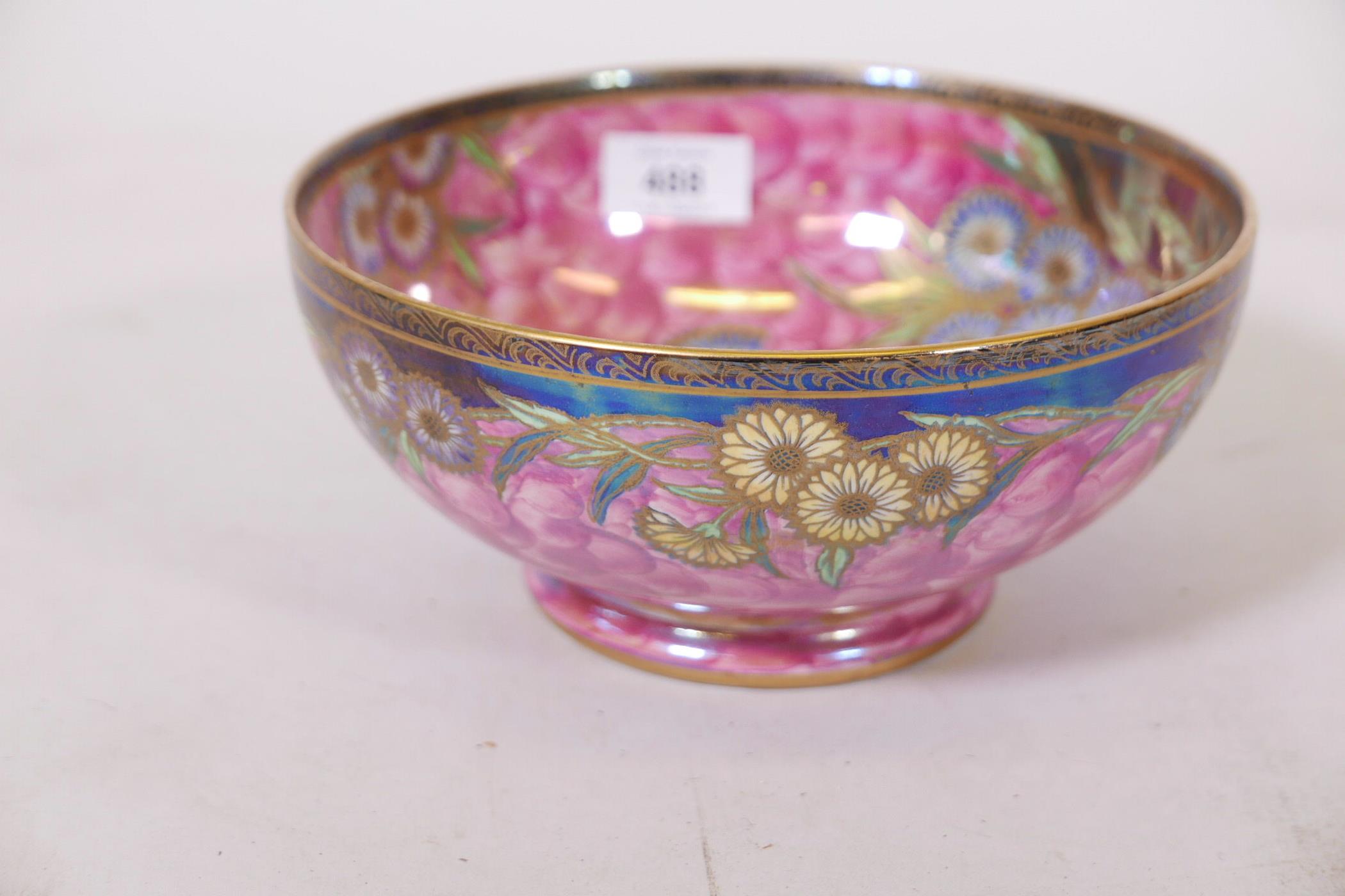 A Maling lustre bowl with floral decoration