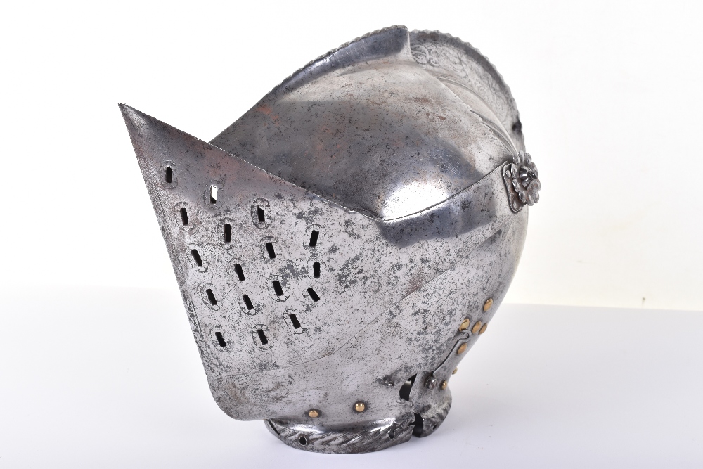 Rare Composite South German Close Helmet c.1540, fluted skull etched ...
