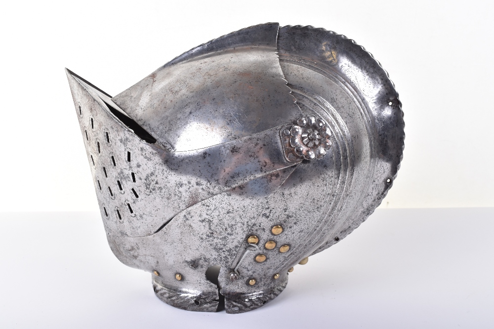 Rare Composite South German Close Helmet c.1540, fluted skull etched ...