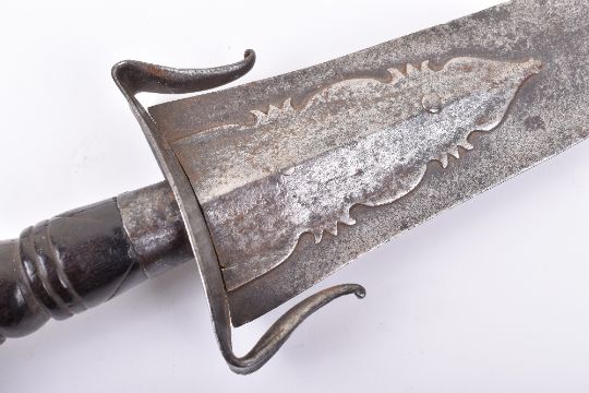 Early Indian Short Sword, broad double edge blade swollen at the tip ...