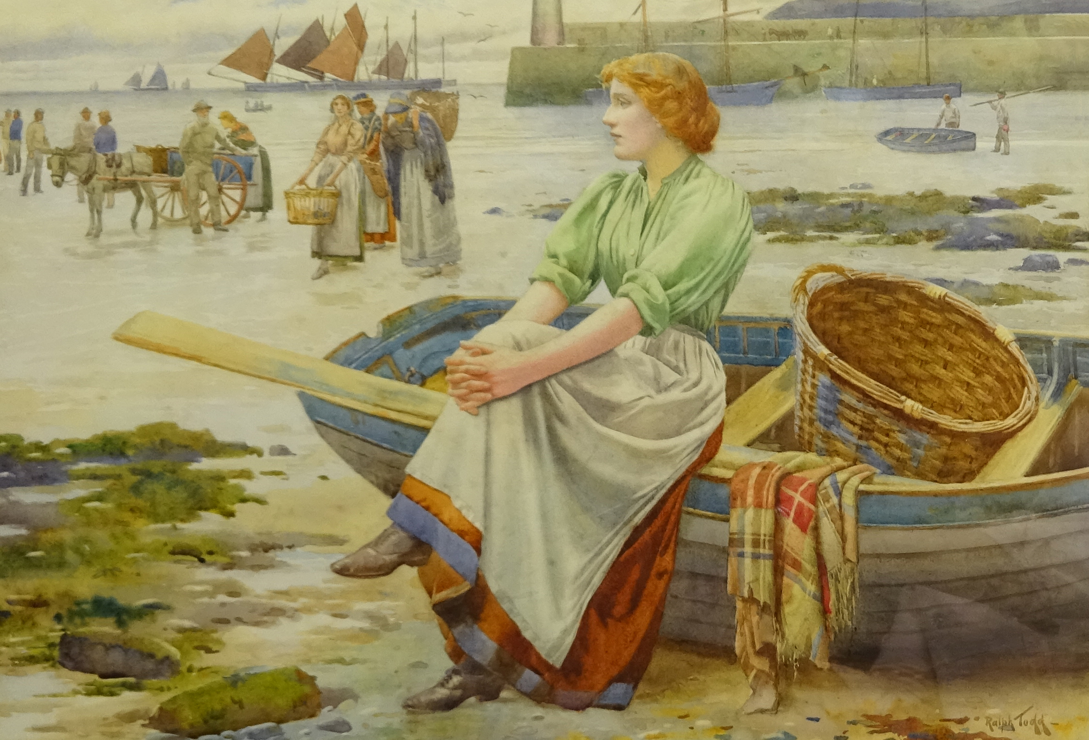 Ralph Todd (Newlyn School 1856-1932): Fisher-Girl Waiting on the Shore ...