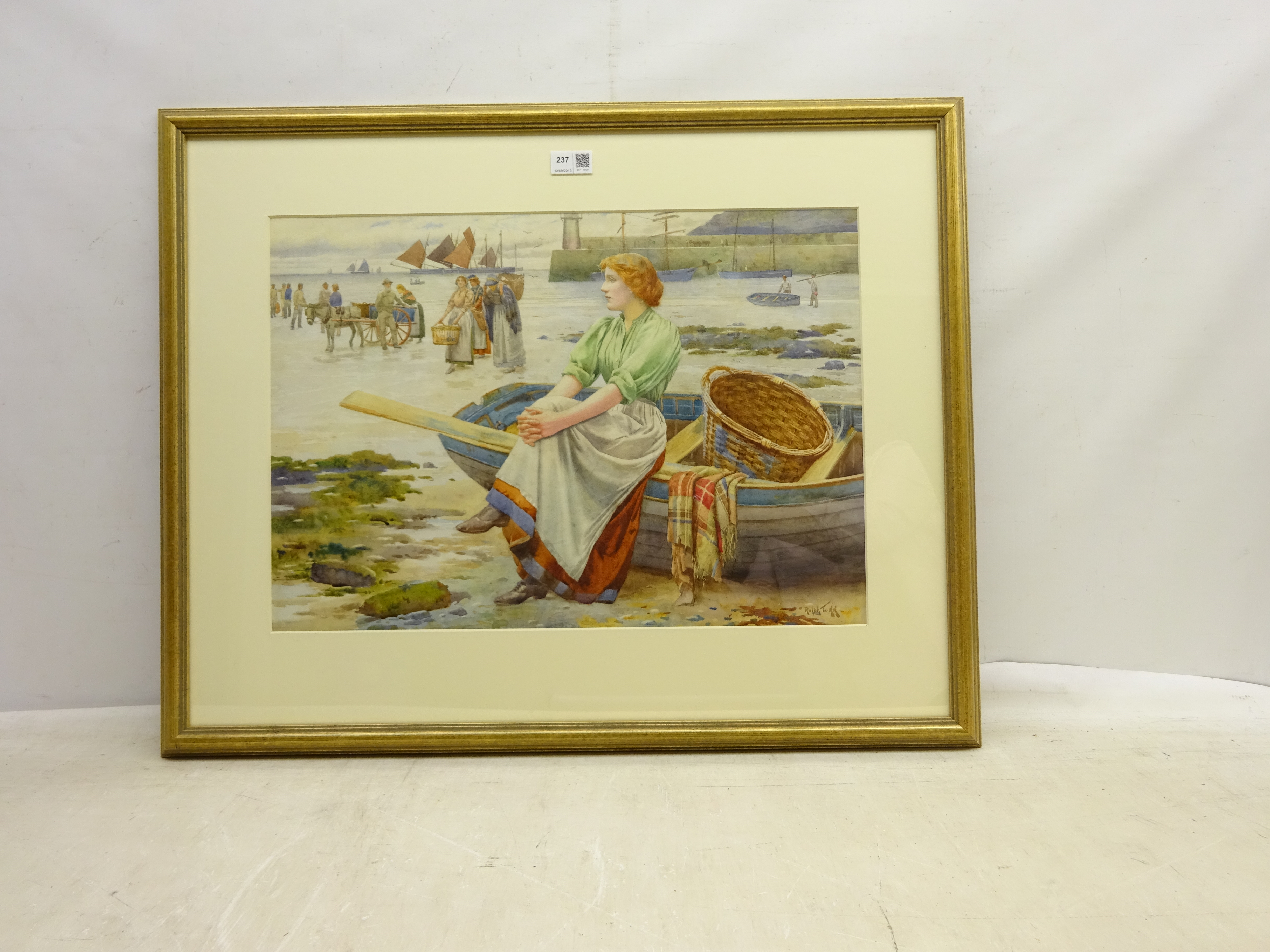 Ralph Todd (Newlyn School 1856-1932): Fisher-Girl Waiting on the Shore ...