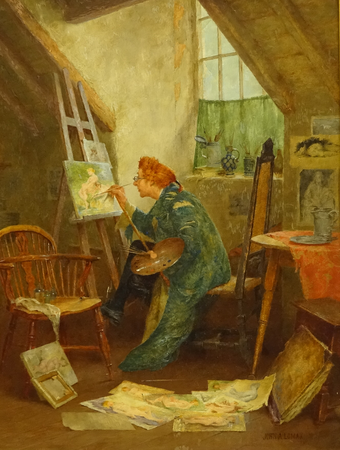 John Arthur Lomax (British 1857-1923): 'There the Pale Artist Plies the ...