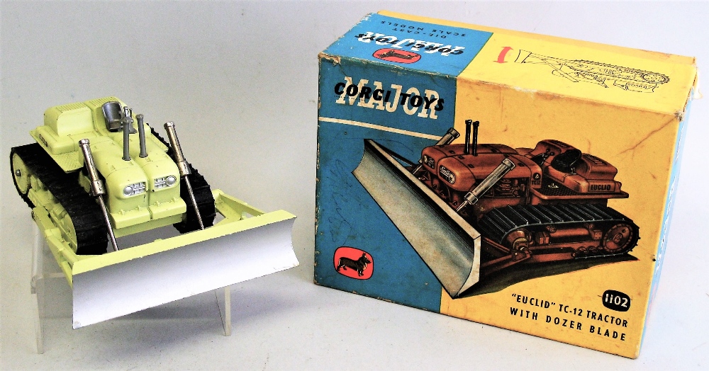 Corgi - Major Euclid TC-12 Tractor with dozer blade, No. 1102 in lime ...