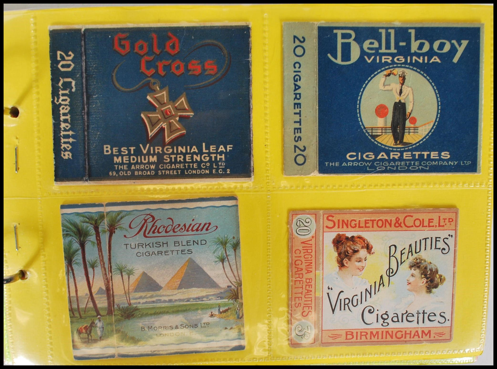 A collection of vintage 20th Century cigarette boxes over three albums ...