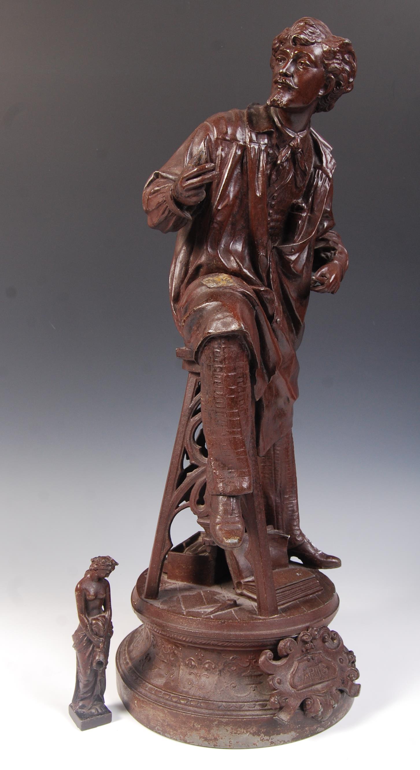 A large 19th century bronzed spelter sculpture / figure of an sculptor ...