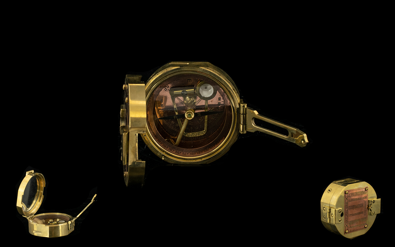 Brass Cased Compass Marked Ross London Natural Sine, Diameter 3 Inches