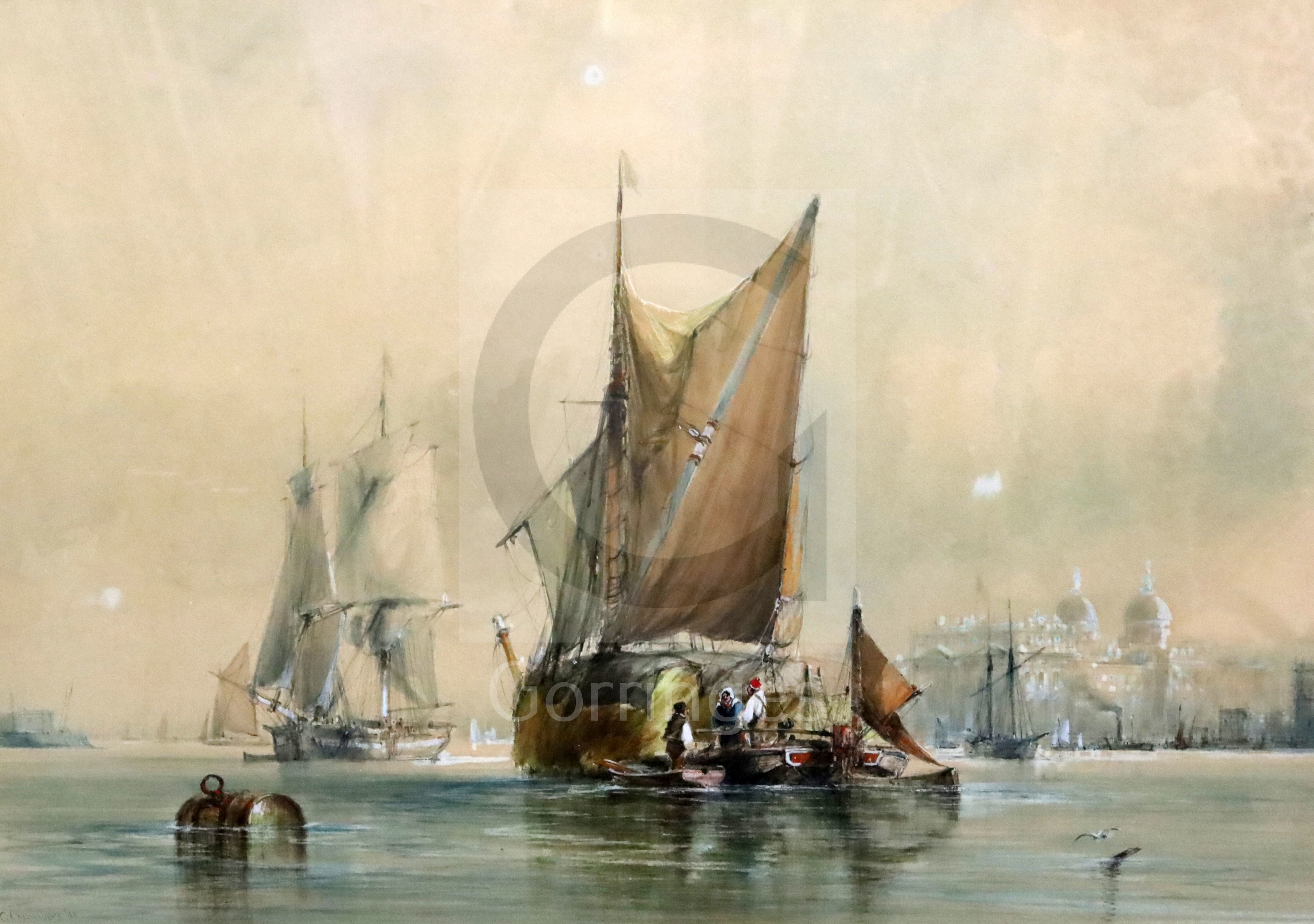 George Chambers (1803-1840)watercolourHay barge and other shipping with ...
