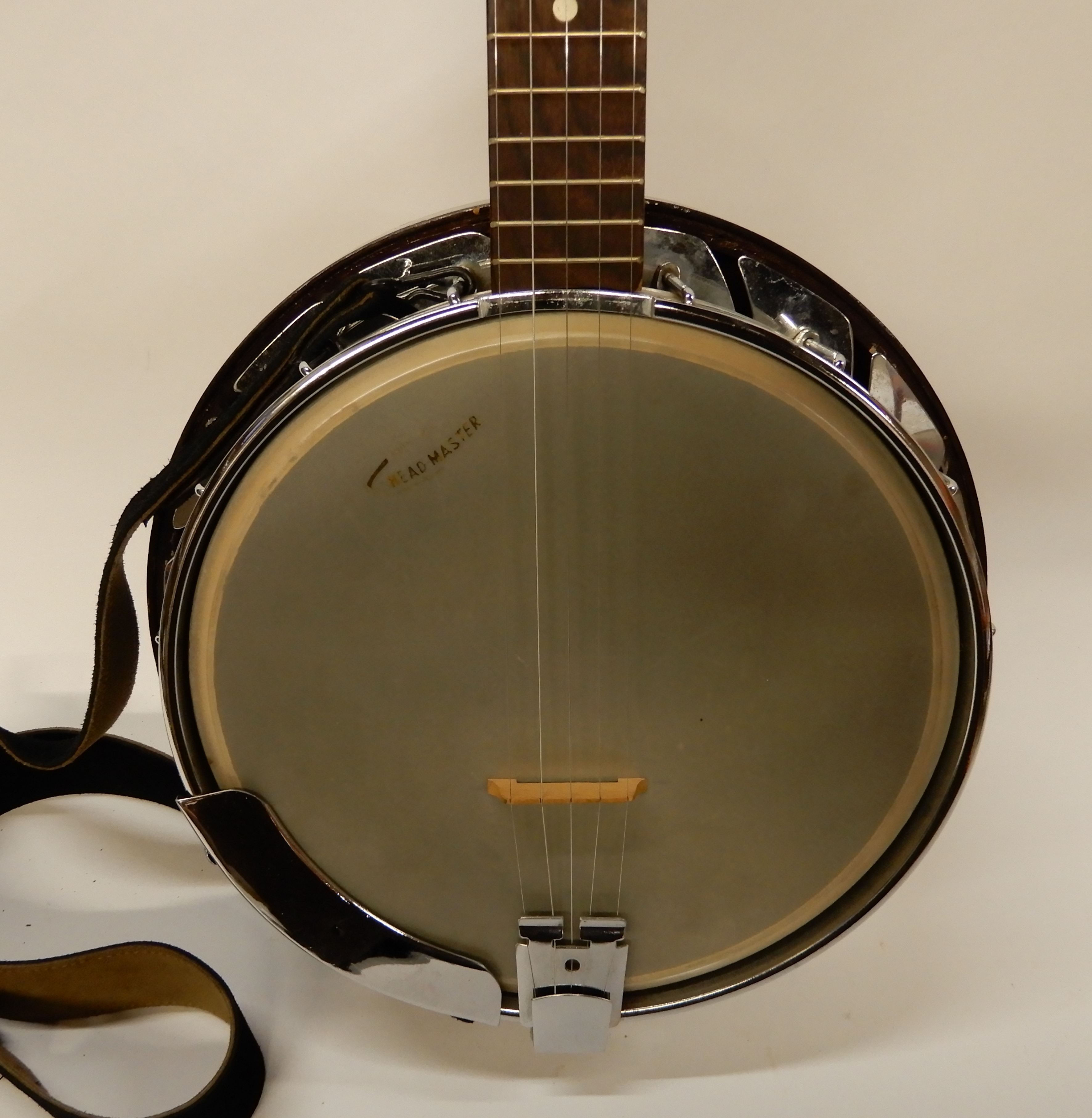 A vintage John Grey & Sons five string resonator banjo in faux mother ...