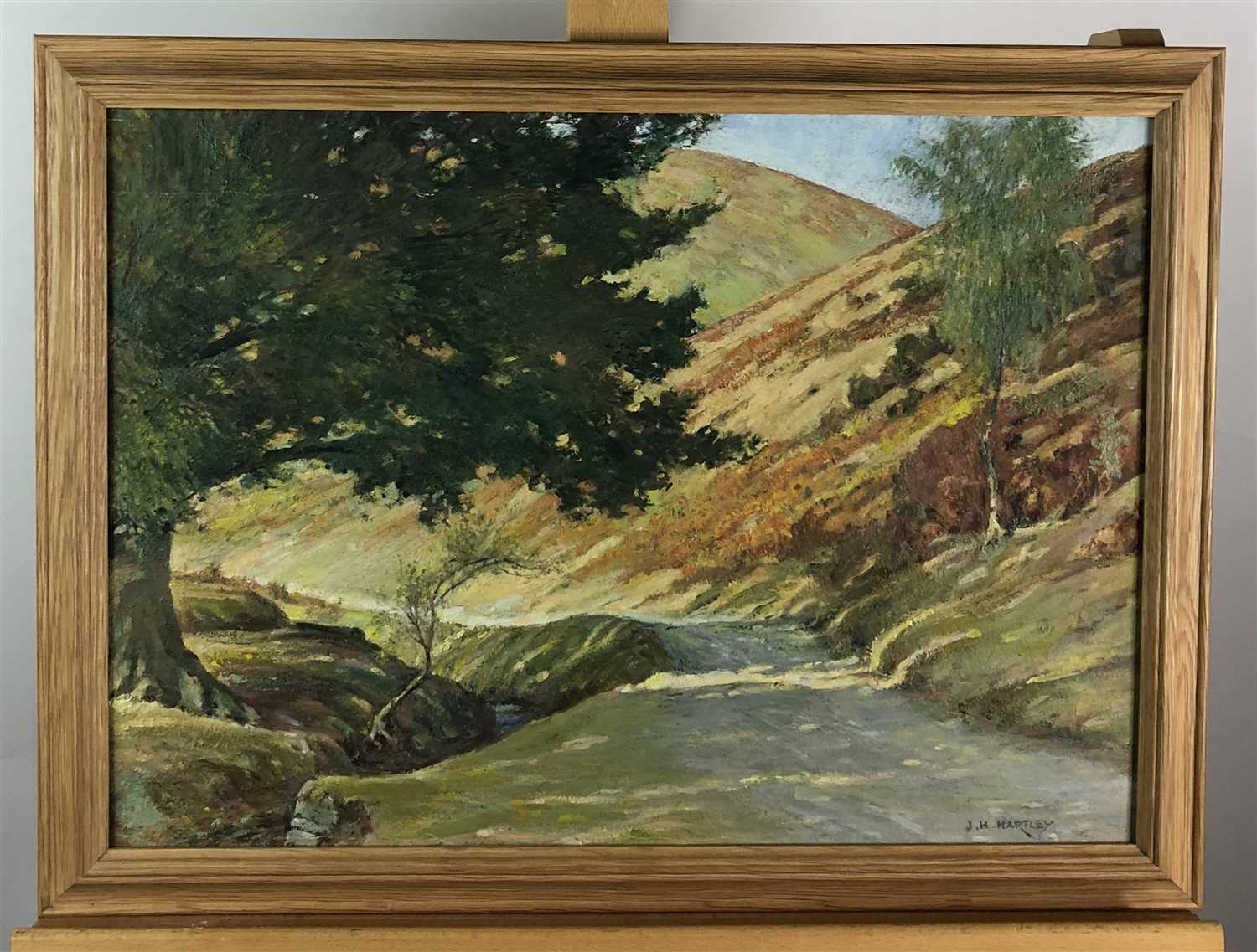 J H Hartley, View on the Long Mynd, signed and inscribed, watercolour ...