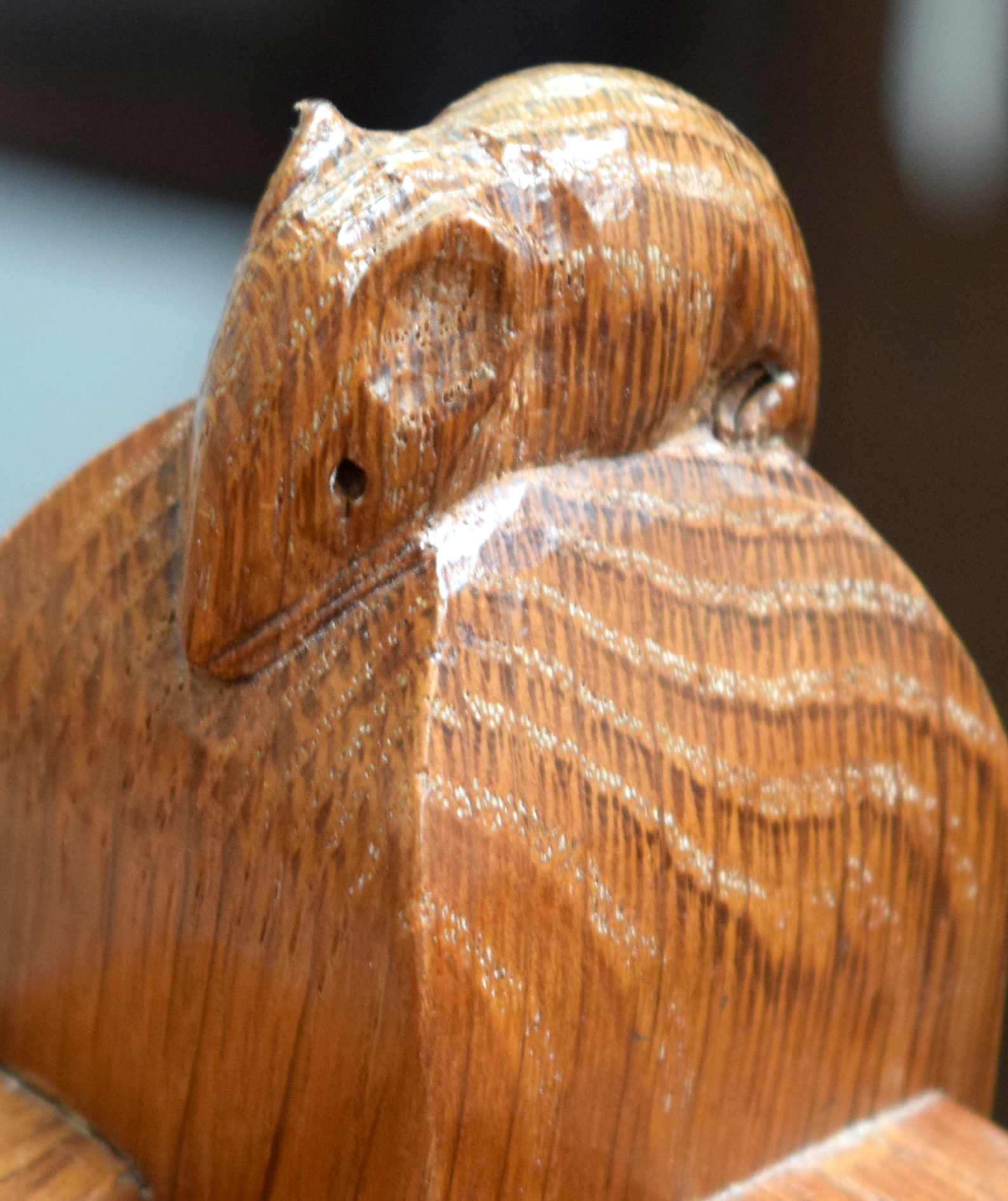 A ROBERT MOUSEMAN THOMPSON TWO TEIR OAK TEA TROLLEY, formed with square ...