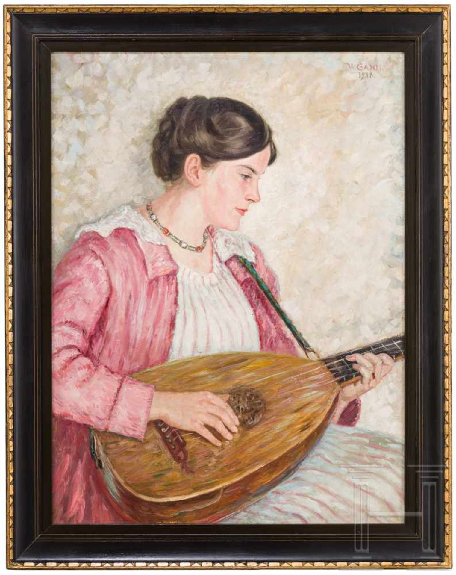 Walther Gasch (1886 - 1962) - LautenspielerinÖl auf Leinwand, rechts ...