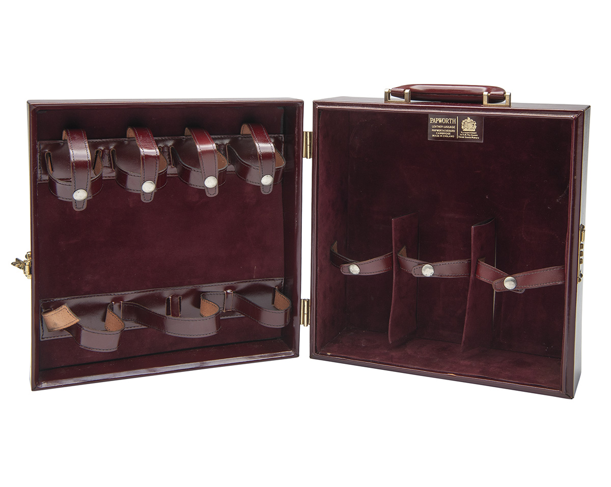 PAPWORTH FINEST LEATHER LUGGAGEA LEATHER CASED DRINKS TRAVEL BAR,fitted ...