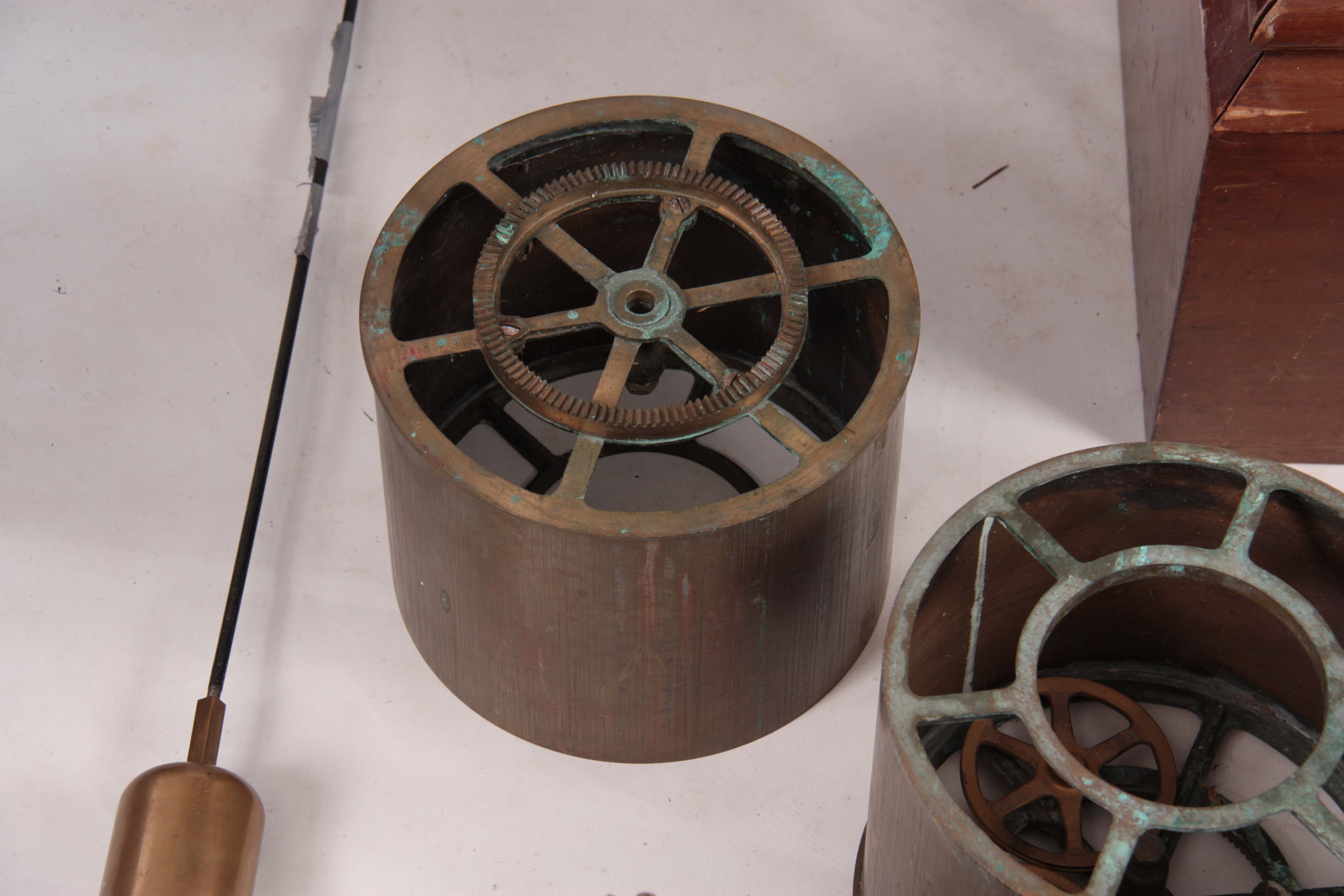 A RARE GIANT FLOOR STANDING WATER METER CLOCK the mahogany glazed case ...
