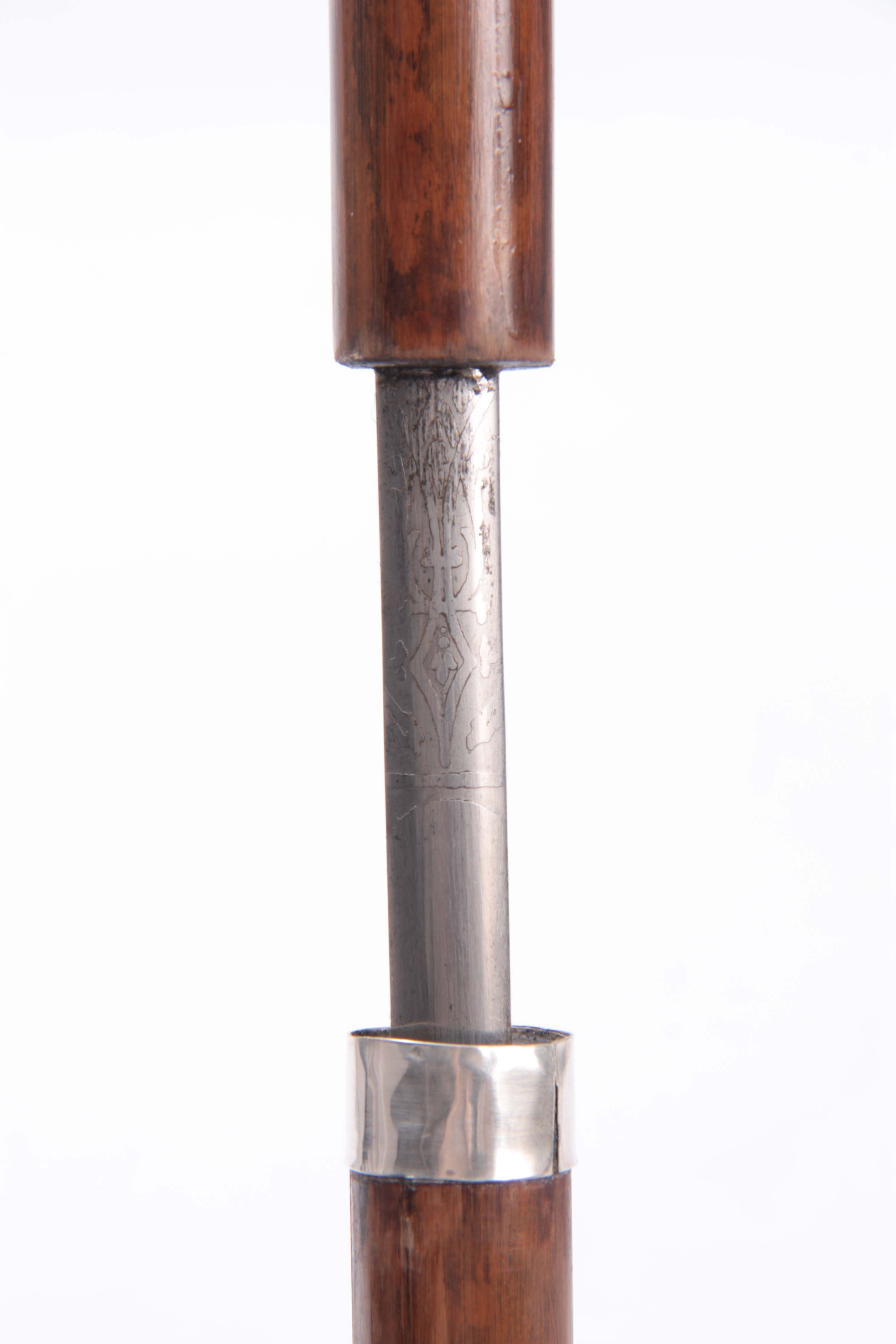A LATE 19TH CENTURY GENTLEMANS SILVER AND MARINE IVORY MOUNTED BAMBOO ...