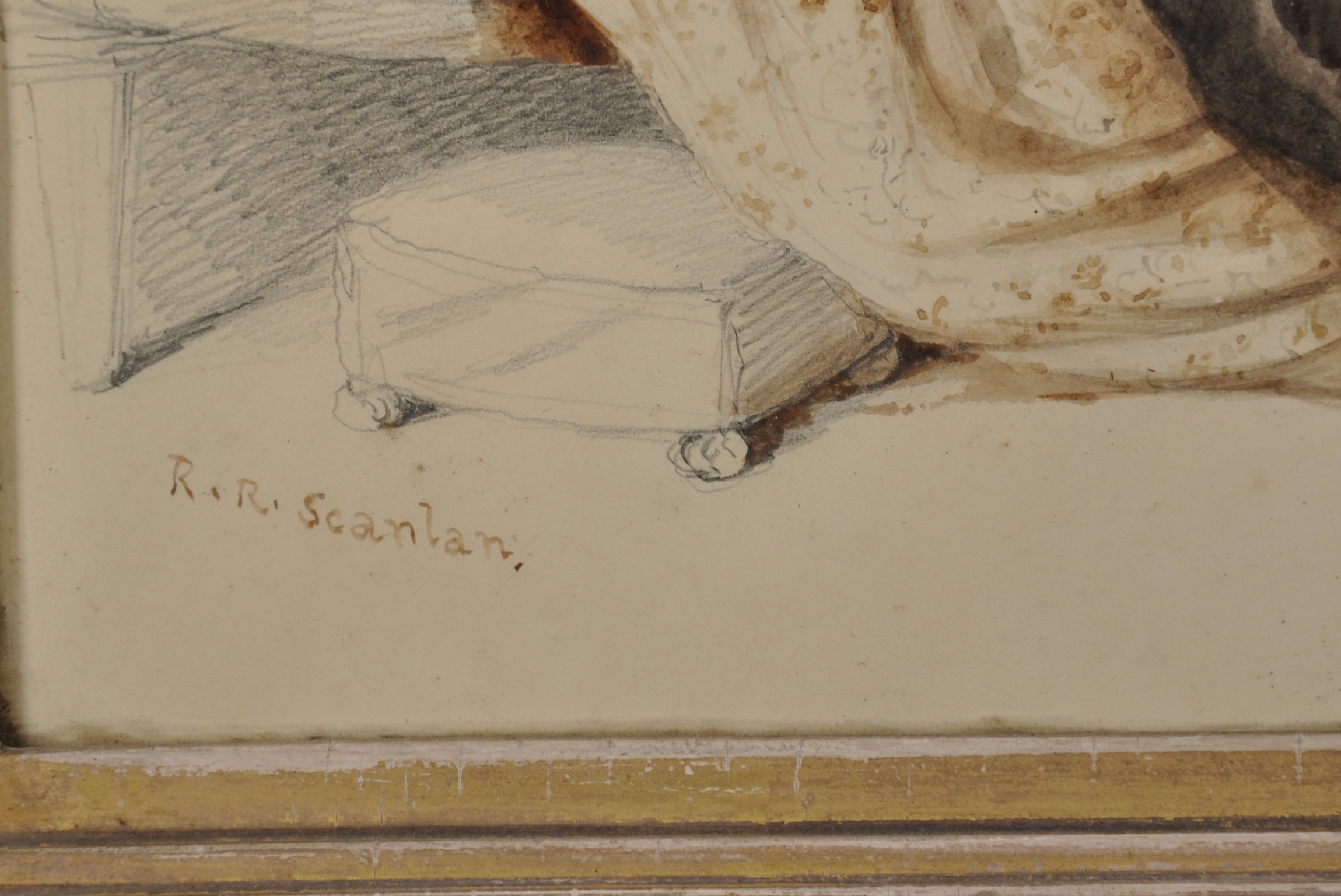 Robert Richard Scanlan (c.1801-1876) British. Study of a Seated Lady ...