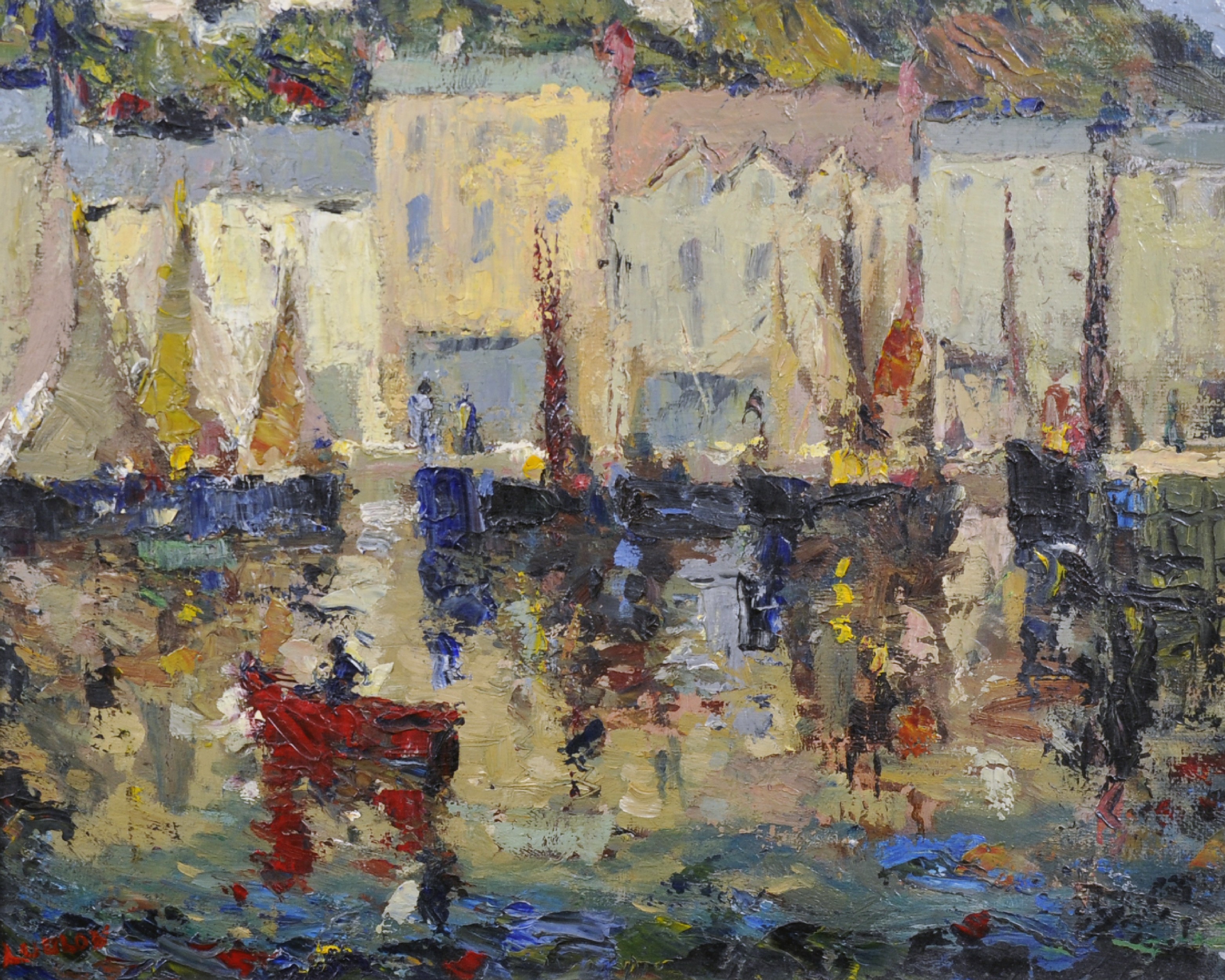 Hal Ludlow (1861-c.1934) British. An Impressionist Harbour Scene, Oil ...