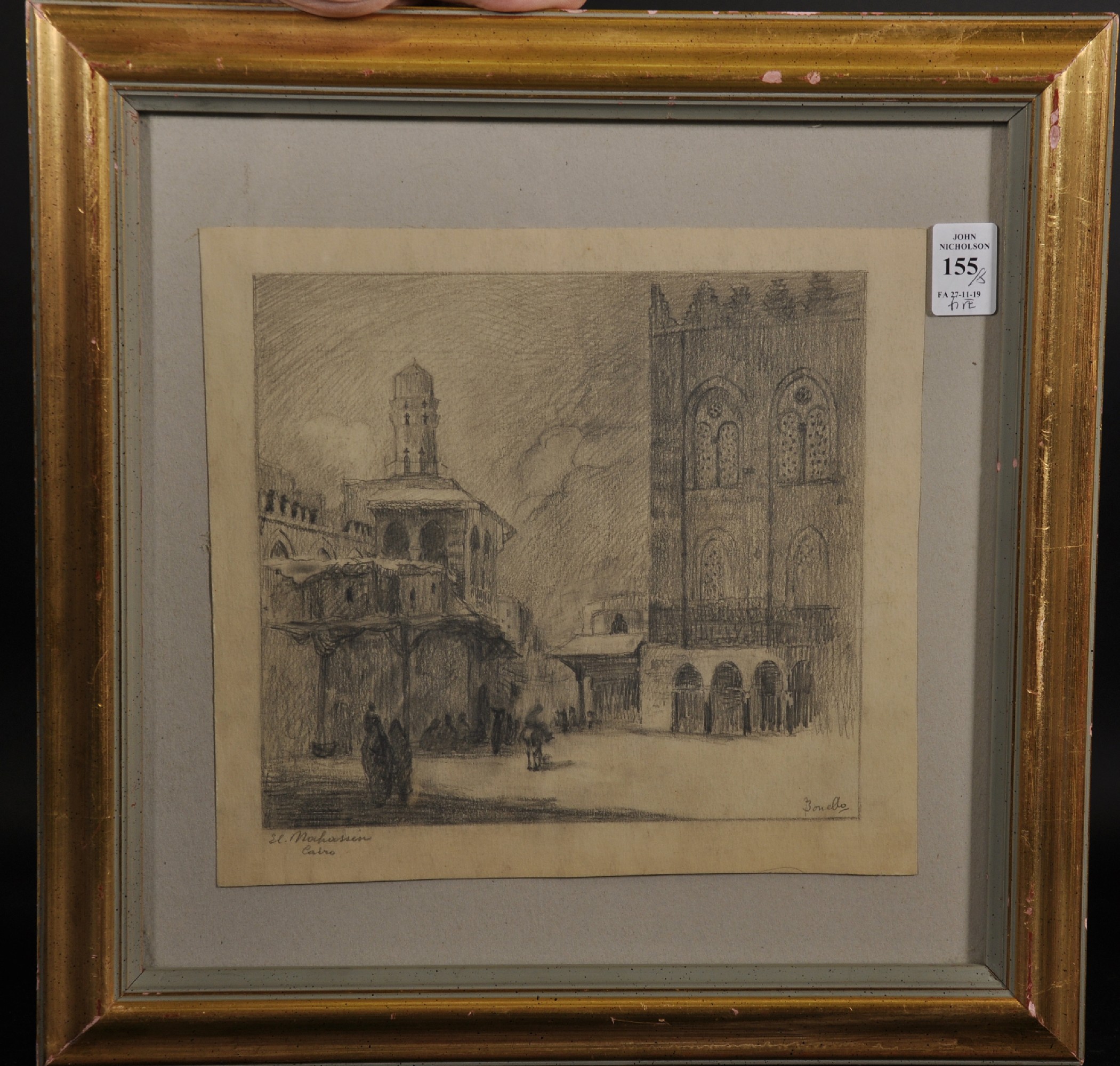 Joseph Bonello (1878- ?) Maltese. "El Mahassin, Cairo", A Street Scene ...